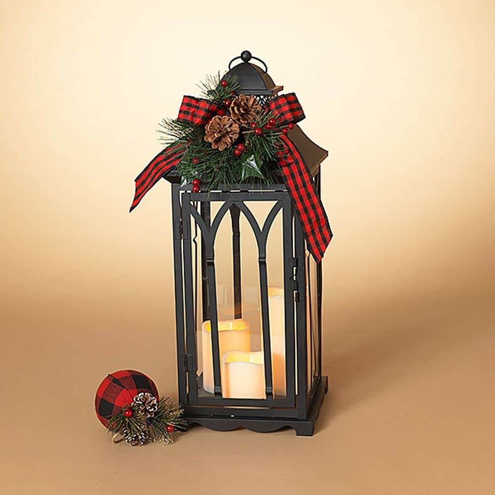 Gerson 2530090 Battery Operated Lighted Holiday Metal Lantern with 3 ...