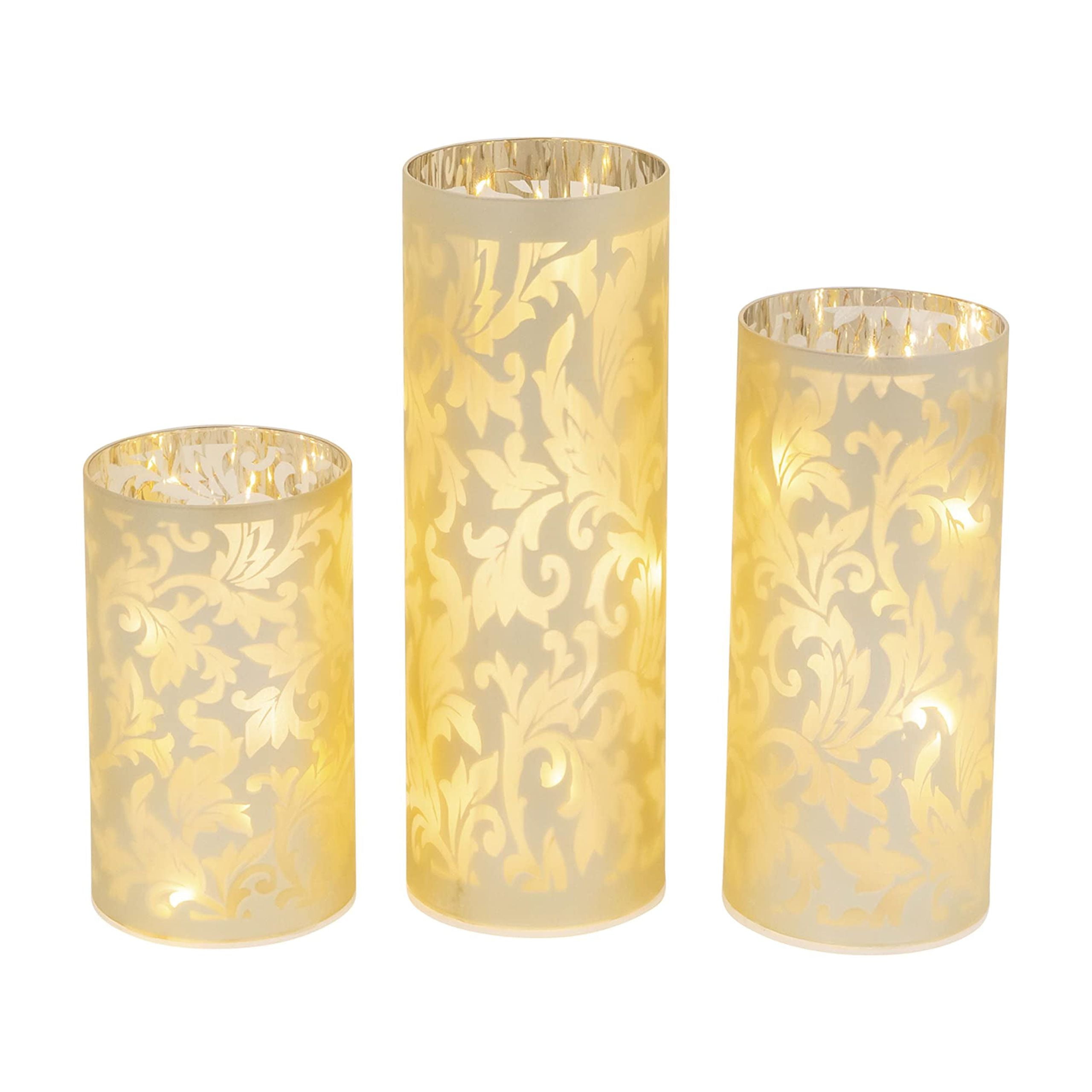 Gerson 2544410 Set of 3 Battery Operated Lighted Glass Luminaries 9.8 ...
