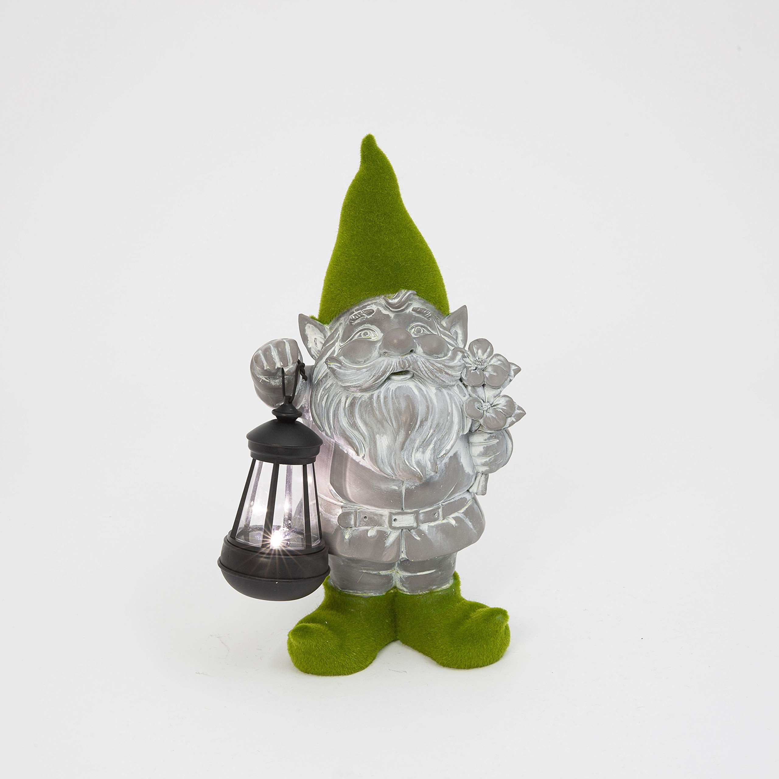 Gerson 2572930 Garden Gnome with Solar Lighted Lantern, 13.9-inch ...