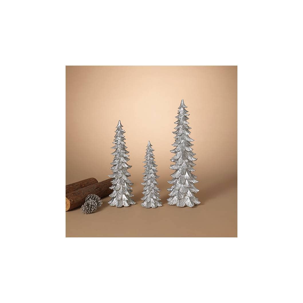 Gerson 2595430 Silver Christmas Trees, Set of 3, Silver, 21-inch Tall ...