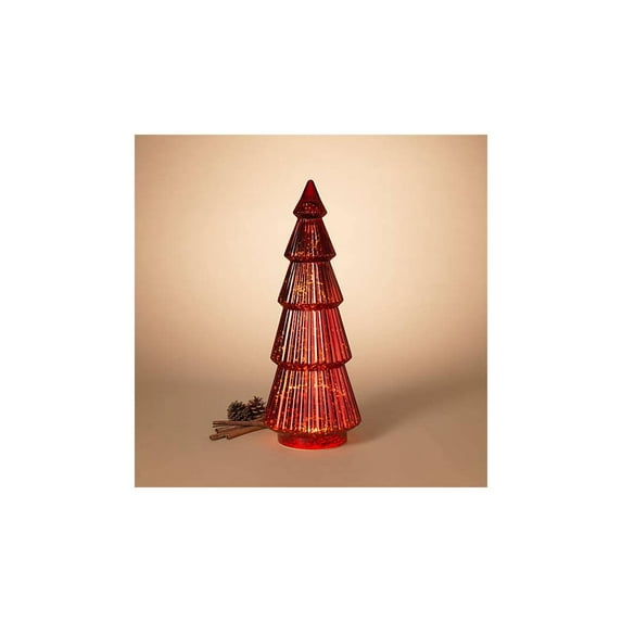 Gerson 2596860 Lighted Hand Blown Red Mercury Glass Tree, Battery ...