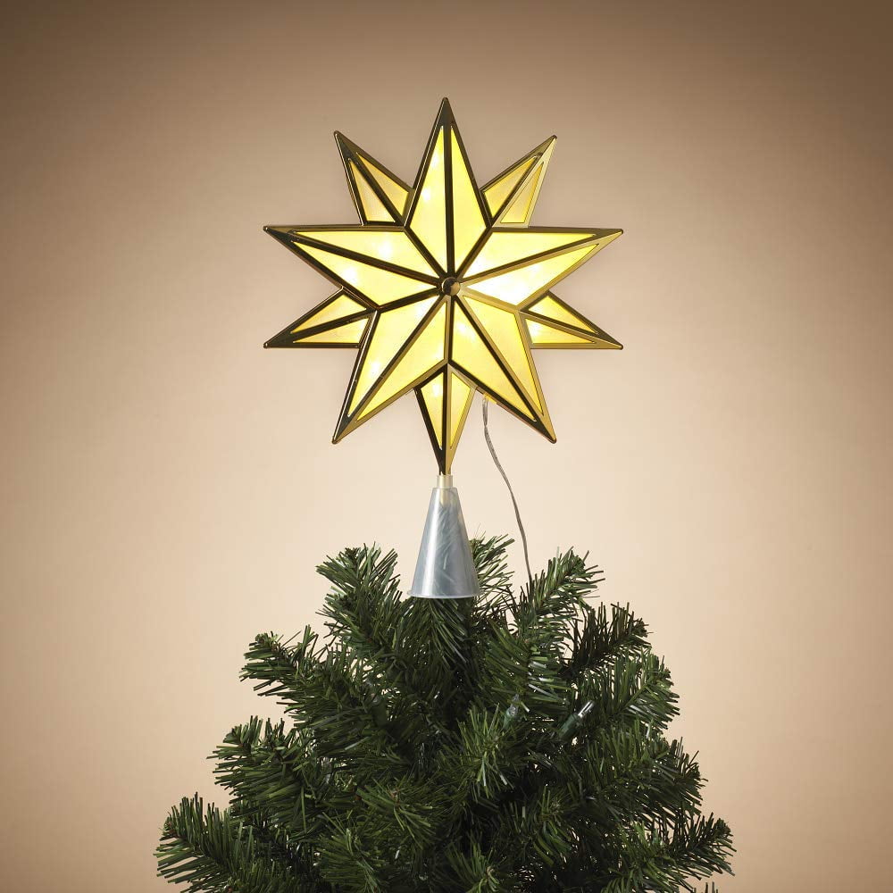 Gerson 2616250 Battery Operated Lighted Gold Snowflake Tree Topper with ...
