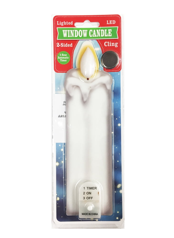 Gerson 2620050 LED White Candle Window Cling with Warm White LED Light ...
