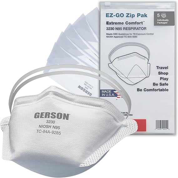 Gerson N95 Respirator, NIOSH-Approved, Folding Design, Individually ...