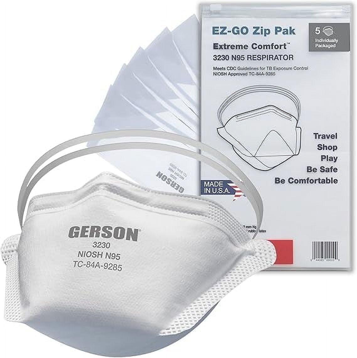 Gerson 3230 N95 Respirator, NIOSH-Approved, 200 Masks (40 EZGO Packs of 5 Masks) - Walmart.com