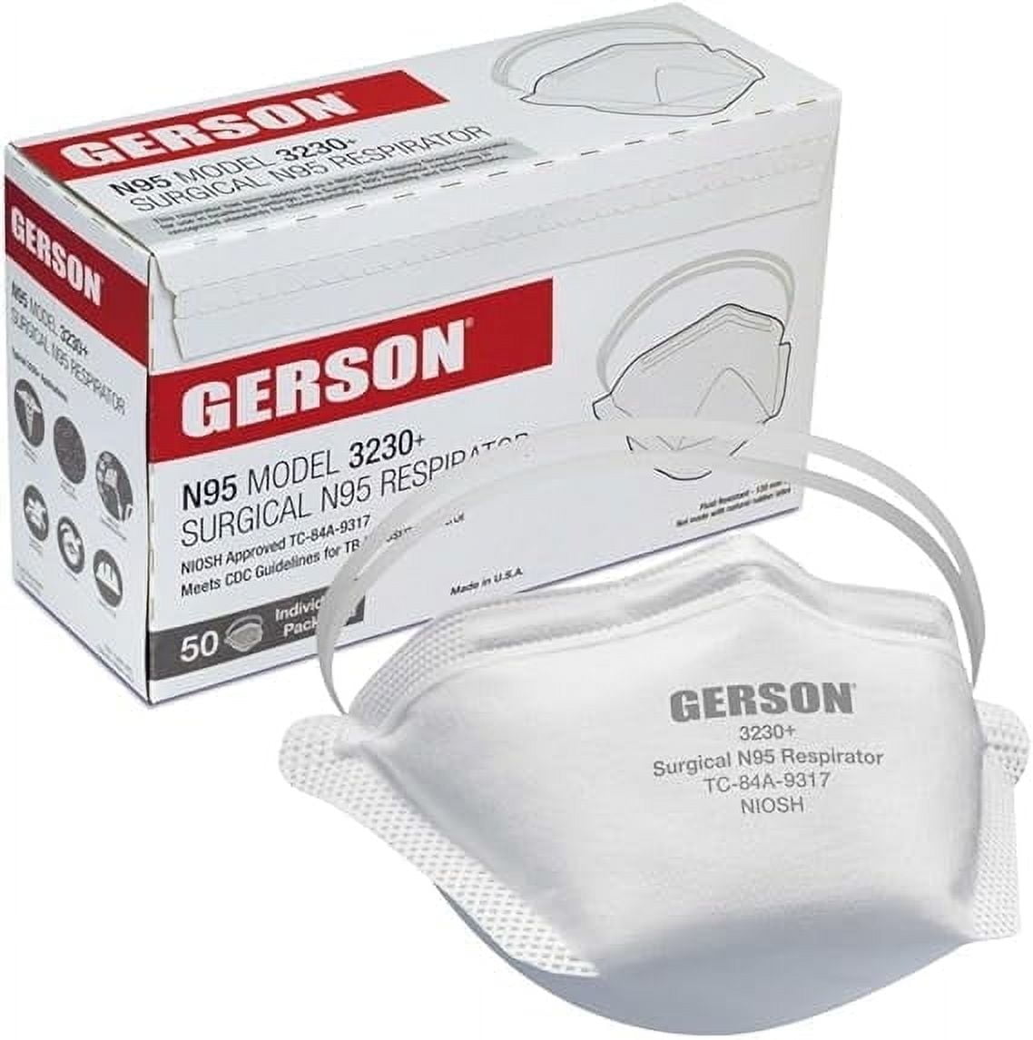 Gerson 3230+ N95 Respirator NIOSH-Approved FDA Surgical, 200 Masks (4 Boxes of 50) - Walmart.com
