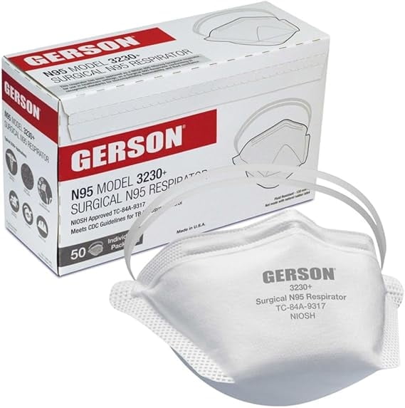 Gerson N95 Respirator 3230+ - Disposable Surgical Mask, 50/Box ...