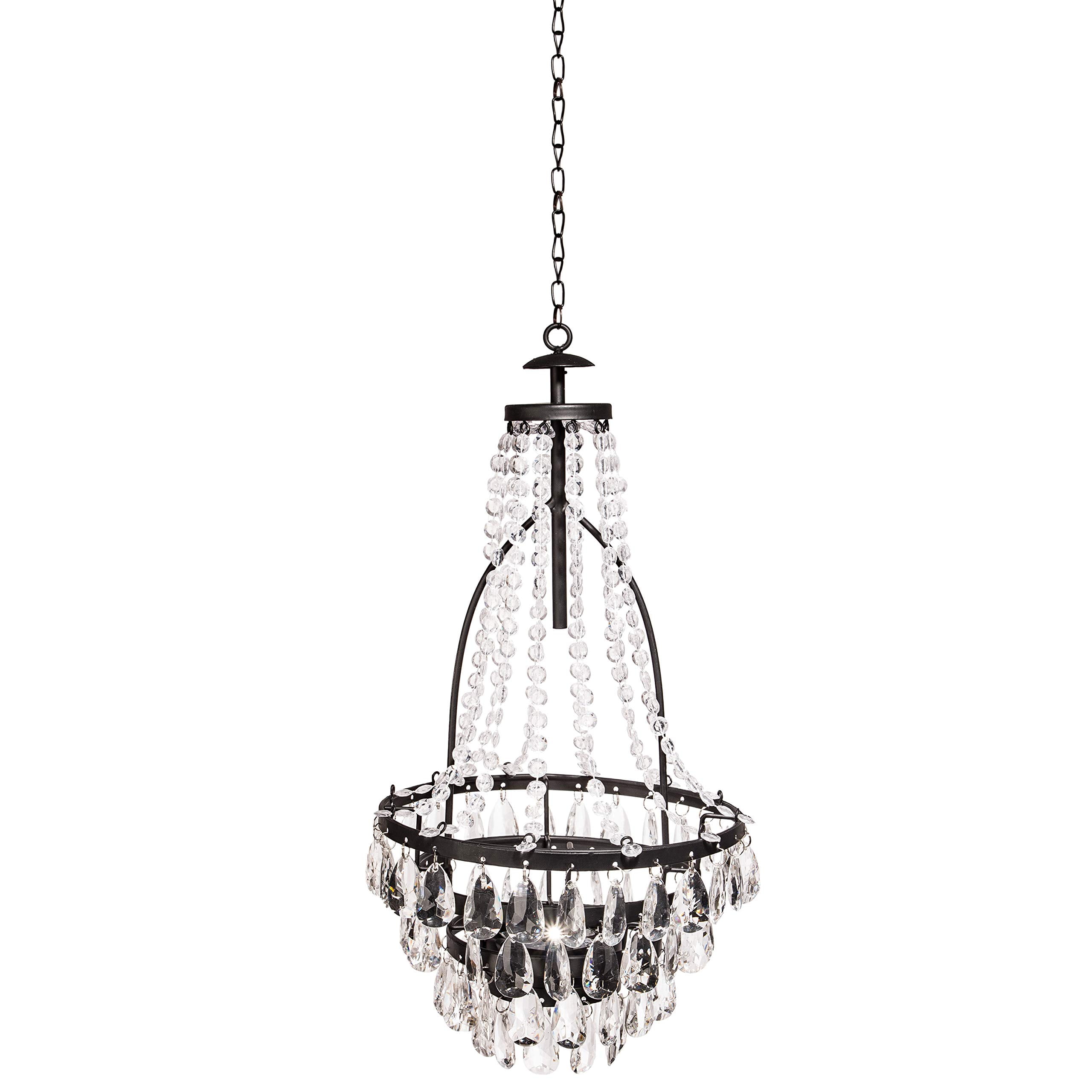 Garden Meadow 33-Inch Tall Hanging Metal and Acrylic Solar Chandelier ...