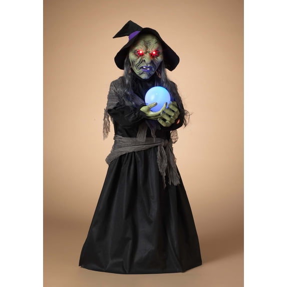Gerson 44 in. Lighted Animated Witch Halloween Decor, Standing Indoor ...