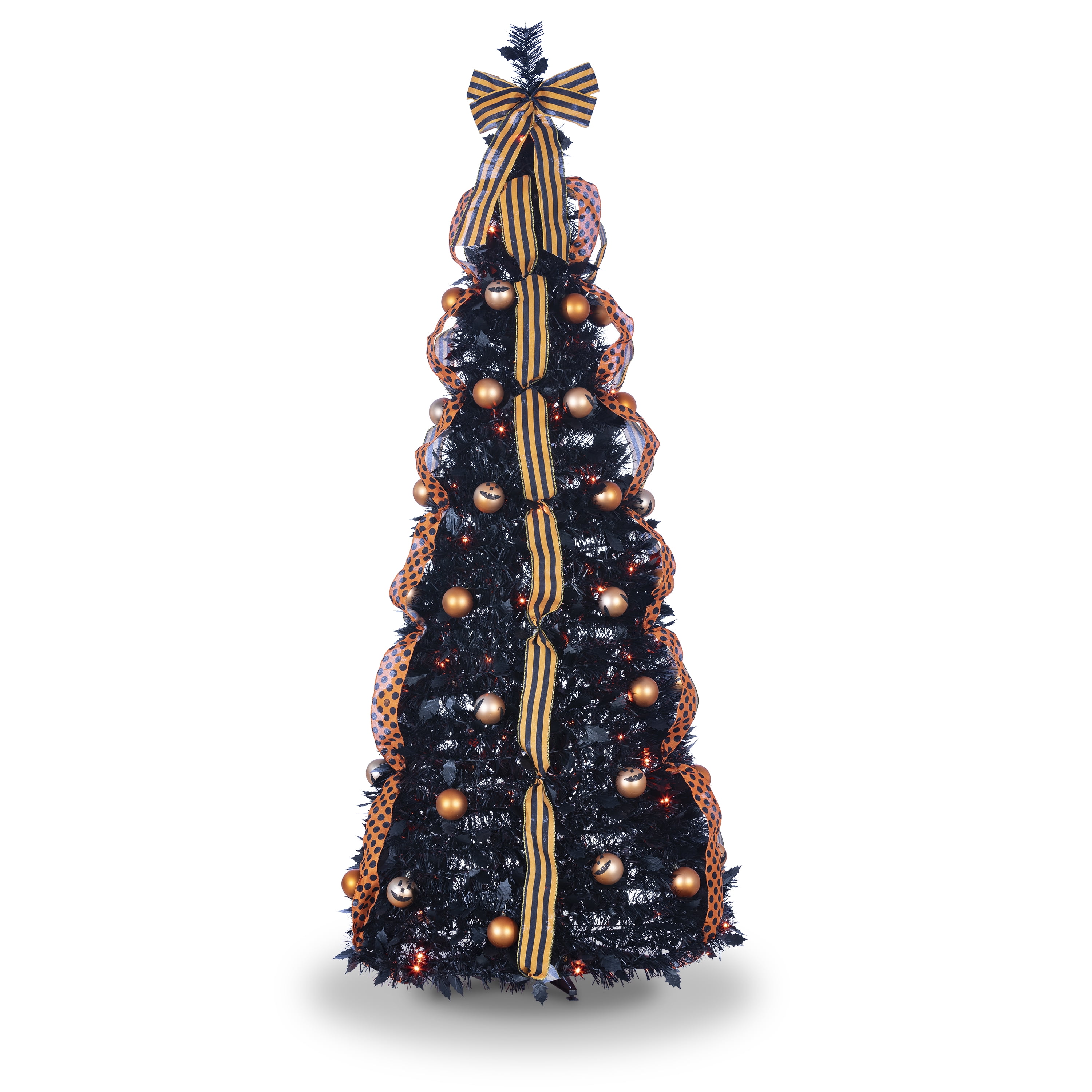 6 ft. Pre Lit Orange LED Pop Up Halloween Tree - Walmart.com