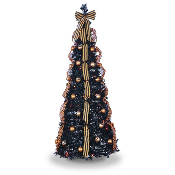 6 ft. Pre Lit Orange LED Pop Up Halloween Tree - Walmart.com