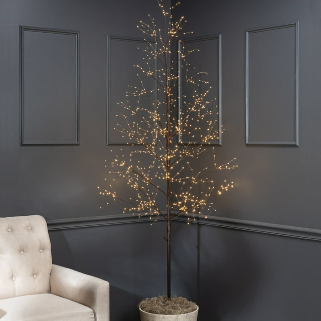 Gerson 7 Foot Matte Brown PVC Wrapped Lighted Tree with 840 micro LED ...