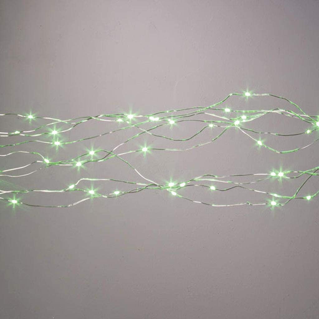 Gerson 92974 - 15' 120 Light Silver Wire Green Multi-Function Micro LED ...