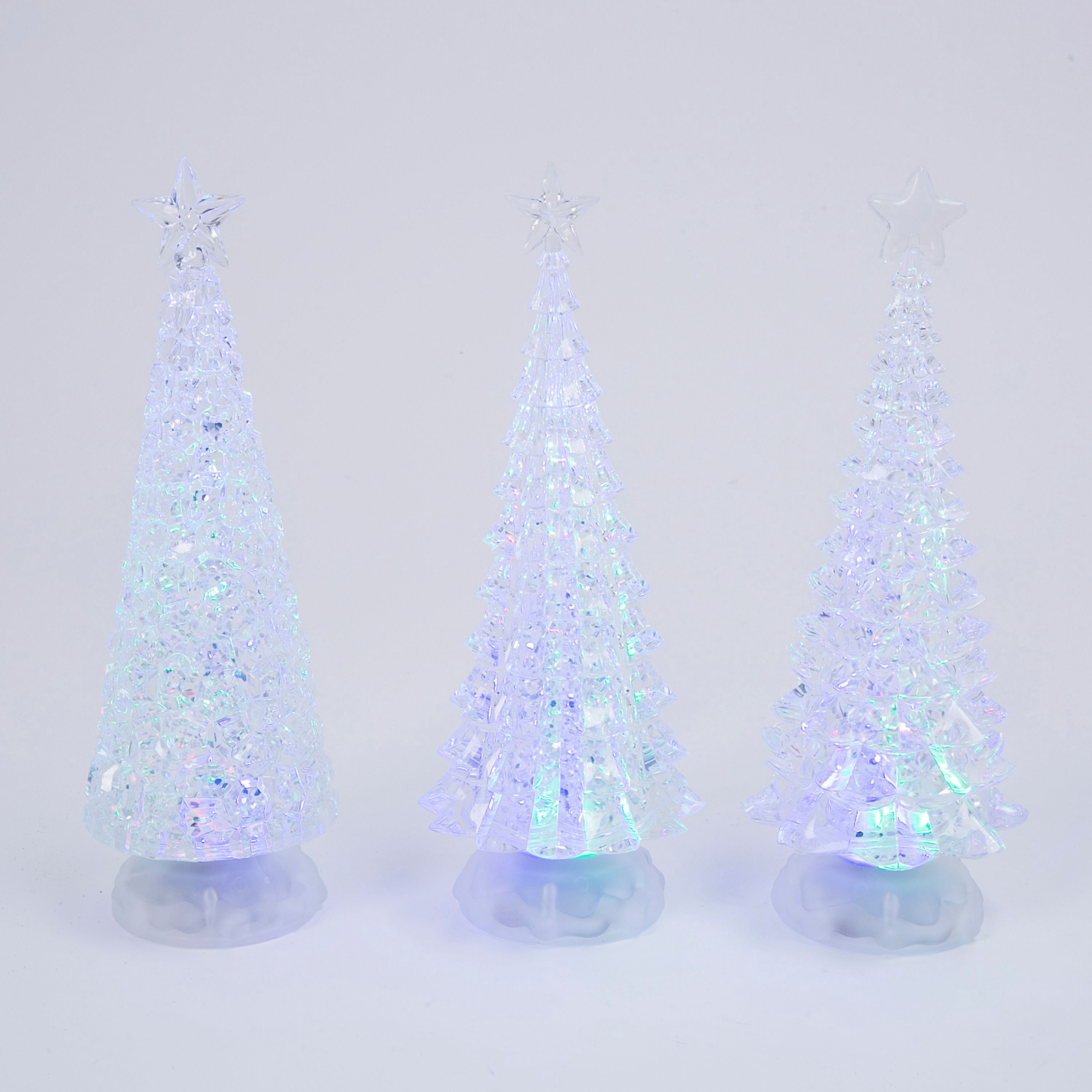 Gerson Assorted Set of 3 Battery-Operated Spinning Water Globes Tree ...