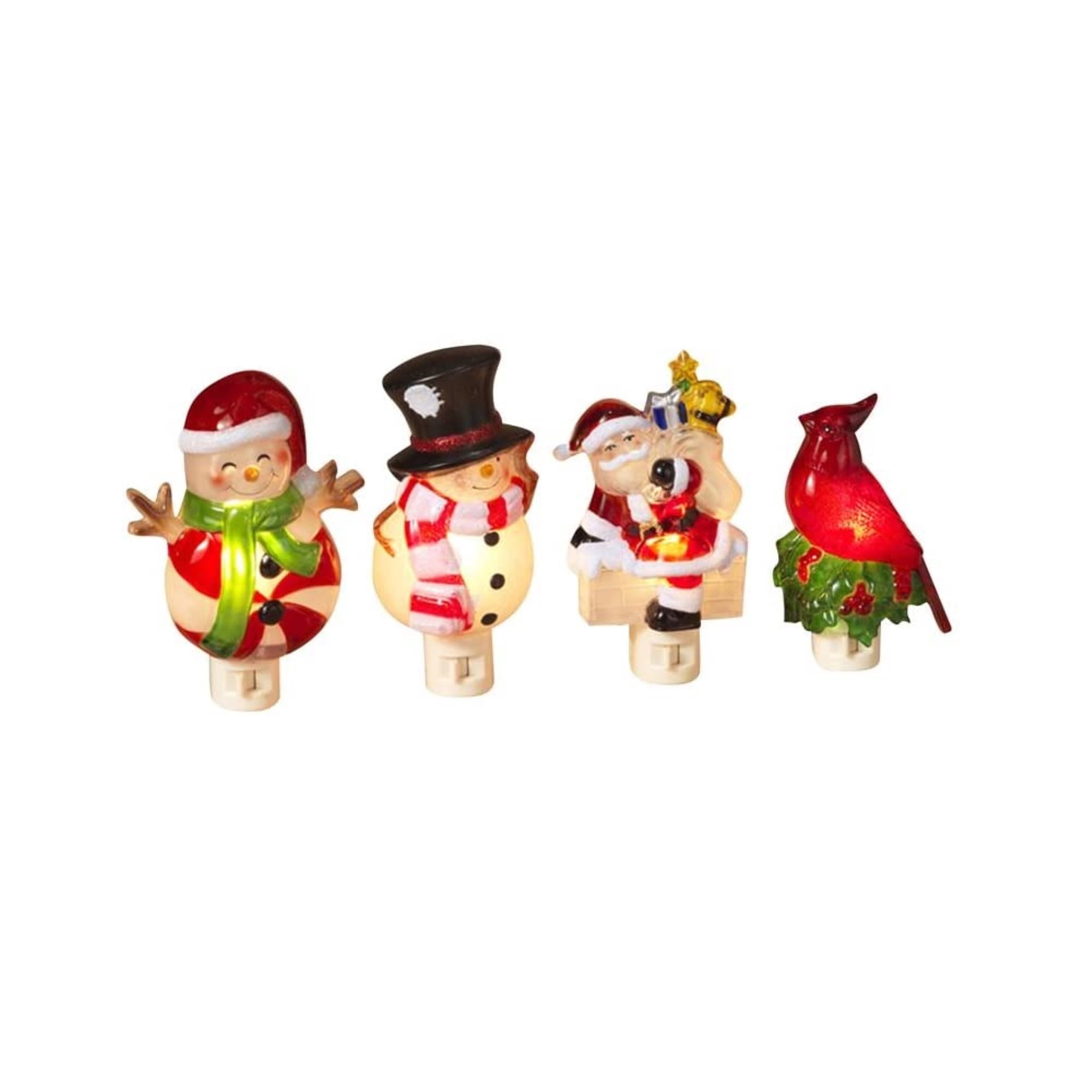 Gerson Assorted Snowman/Santa/Cardinal/Peppermint Nightlight 6 in ...