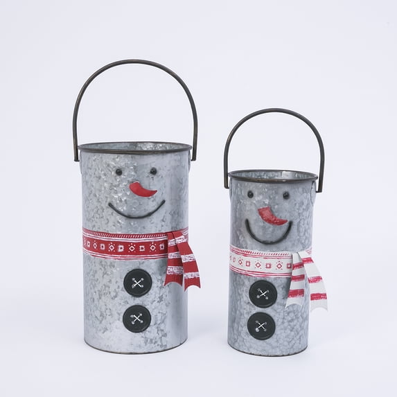 Gerson Companies Nesting Galvanized Snowman Container, Set of 2 ...