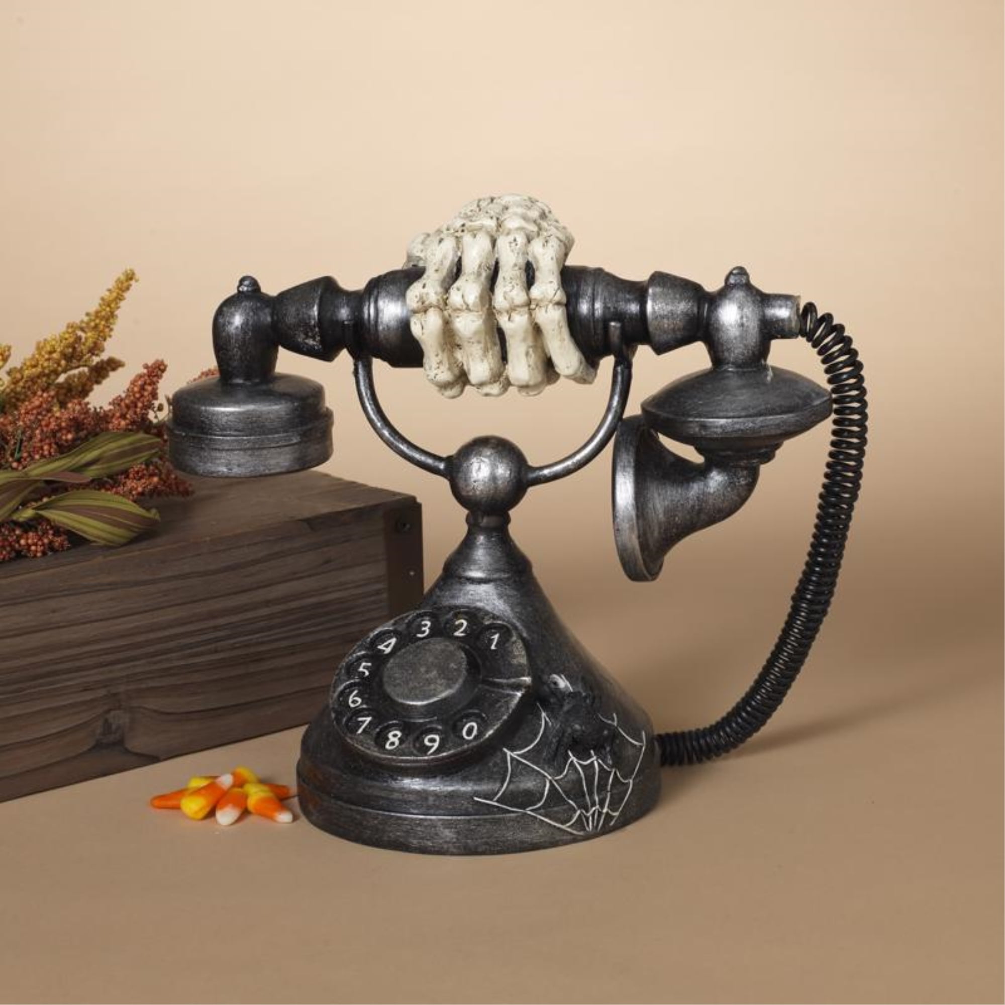 Gerson Halloween Antique Telephone with Skeleton Hand Resin 1 pc ...