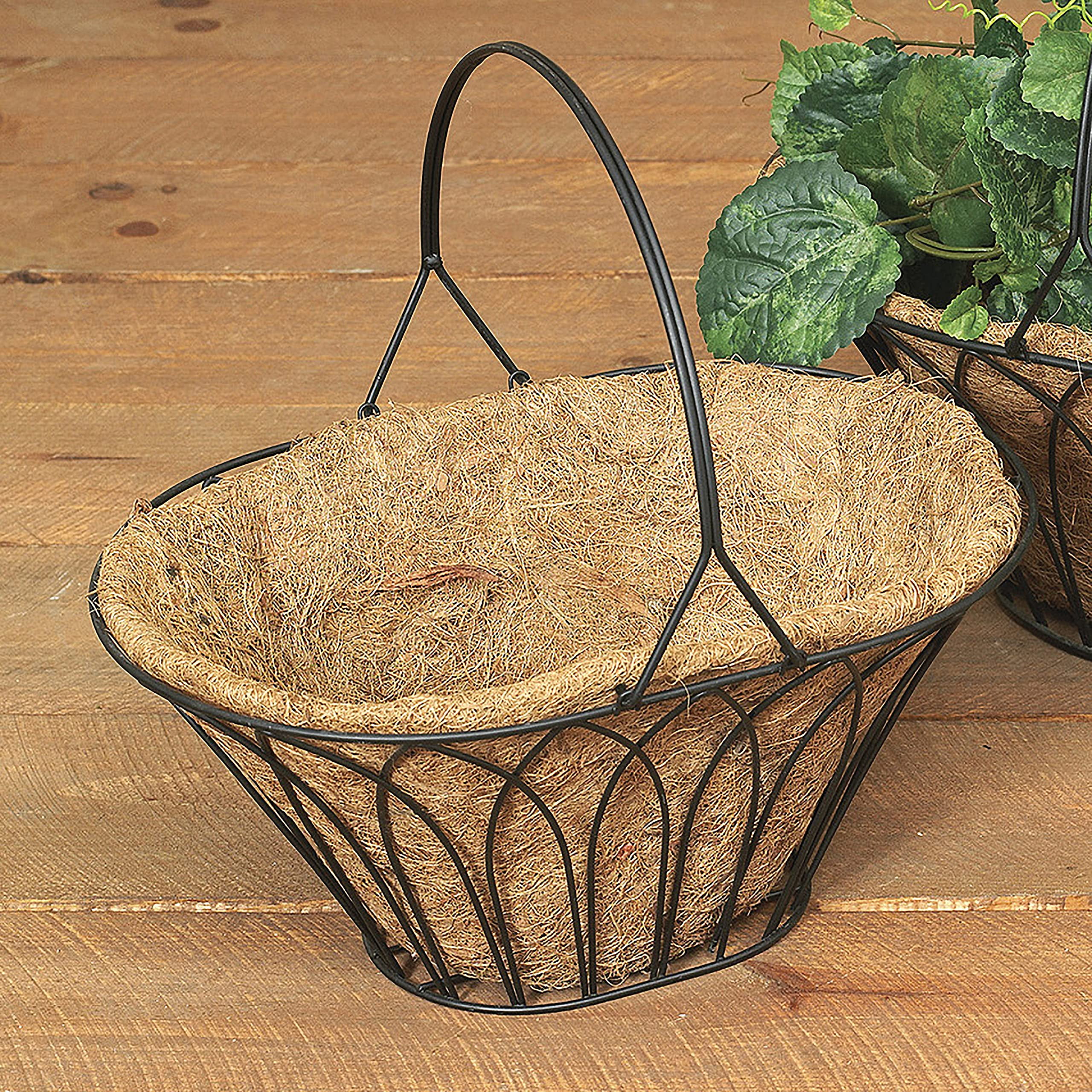 Gerson International 1456810 Oval Black Metal Wire Handle Basket with ...