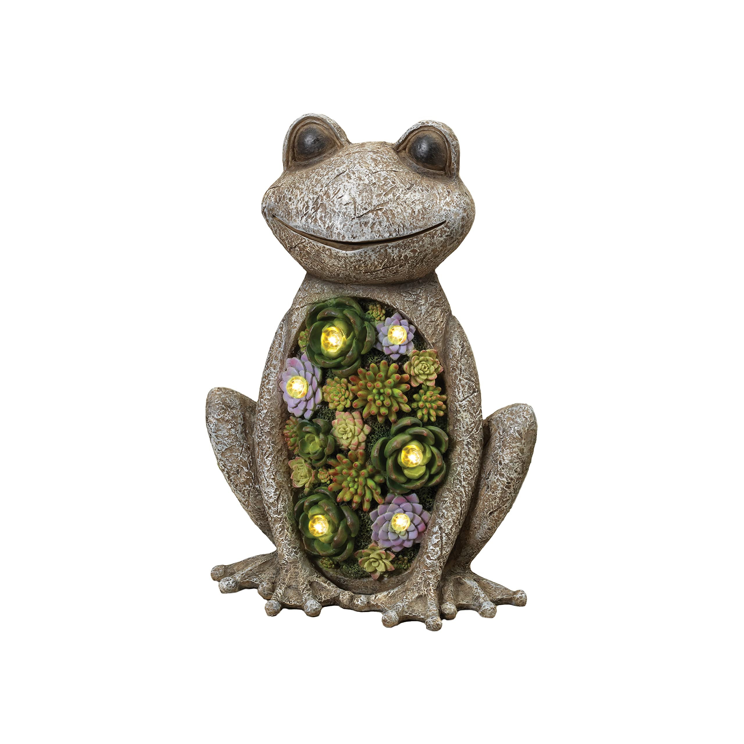 Gerson International 2641590 Solar Lighted Resin Frog Figurine with ...