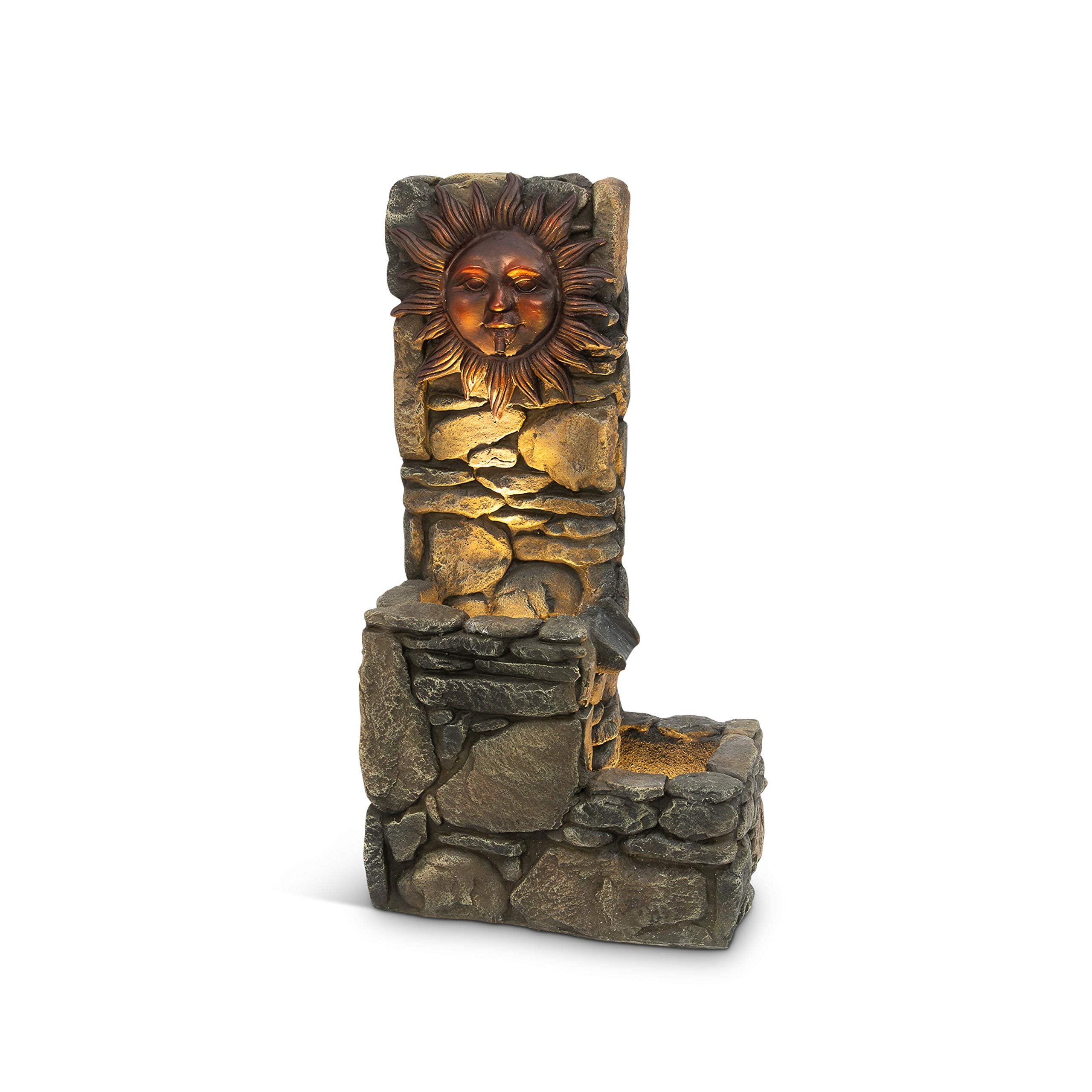 GIL 36.5" H Electric Lighted Sun face Water Fountain - Walmart.com