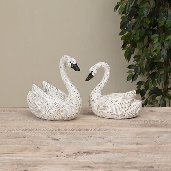 Gerson International Resin Swan Figurines, Set of 2, 10 Inches Tall ...