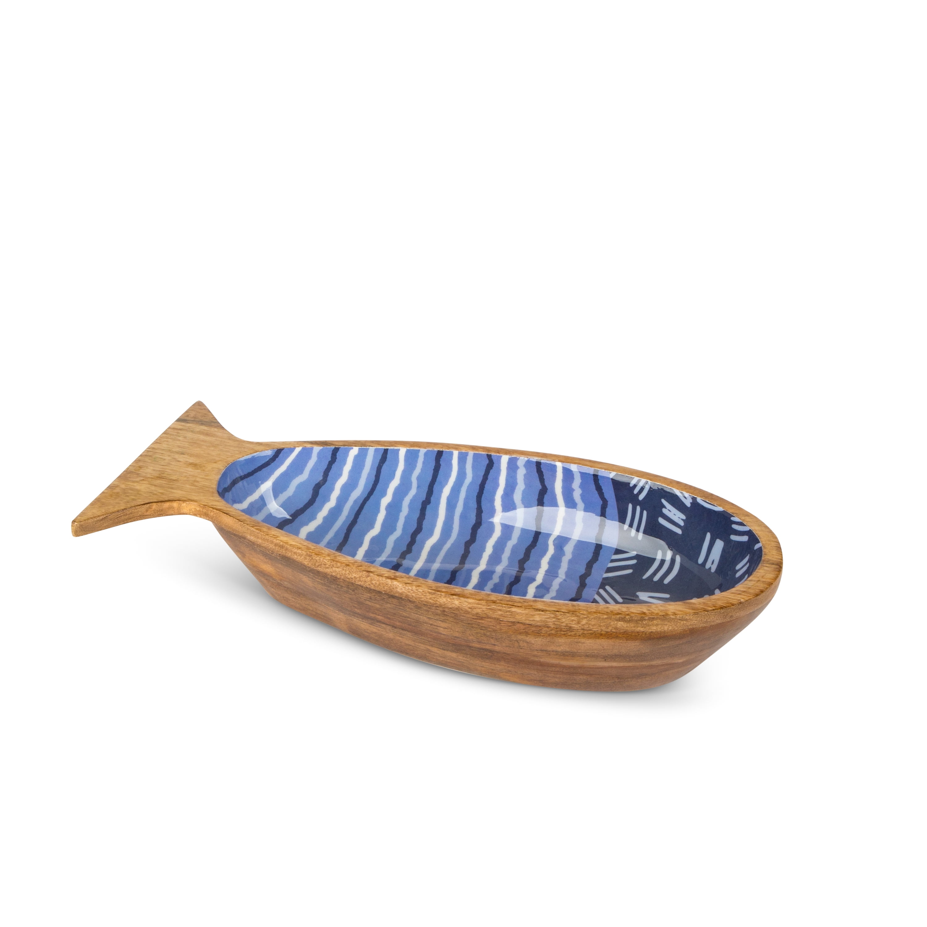 Gerson Jumbo Blue Patterned Mango Wood Fish Serving Bowl - Walmart.com