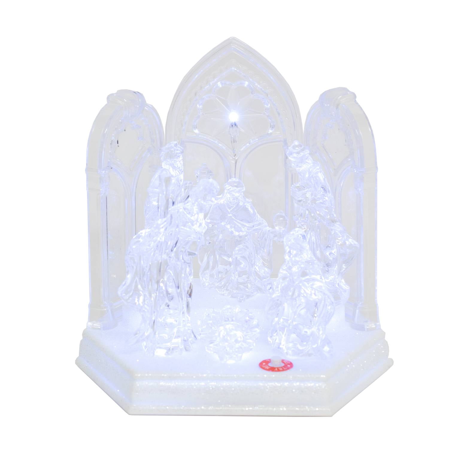 Gerson Lighted Musical Nativity Scene, Cool White Glow, Battery Power ...