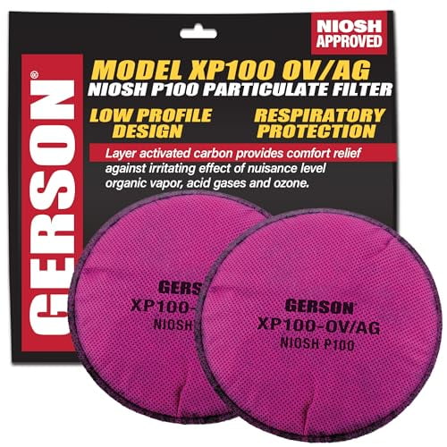 Gerson NIOSH XP100 Pancake Filters with Organic Vapor Acid Gas Nuisance ...