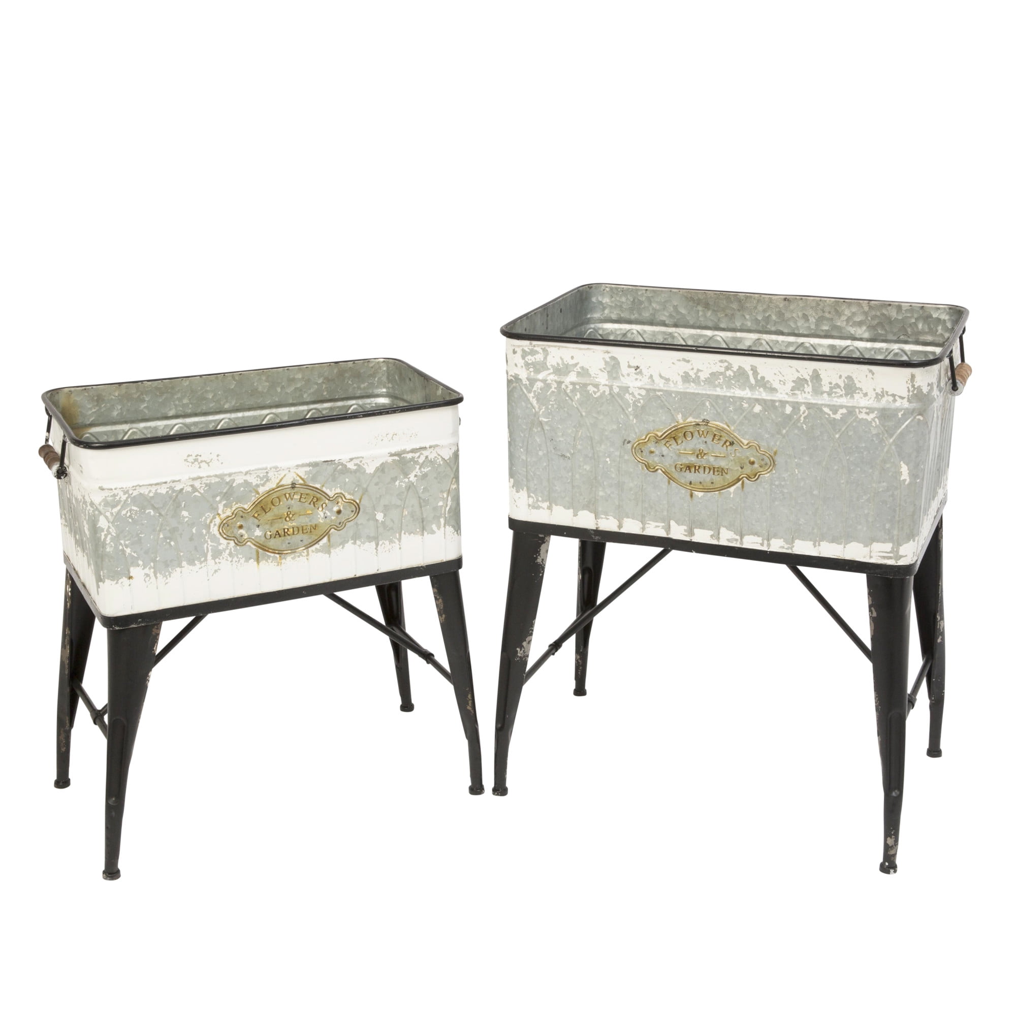 Gerson S/2 Assorted Metal Planters with Stand - Walmart.com