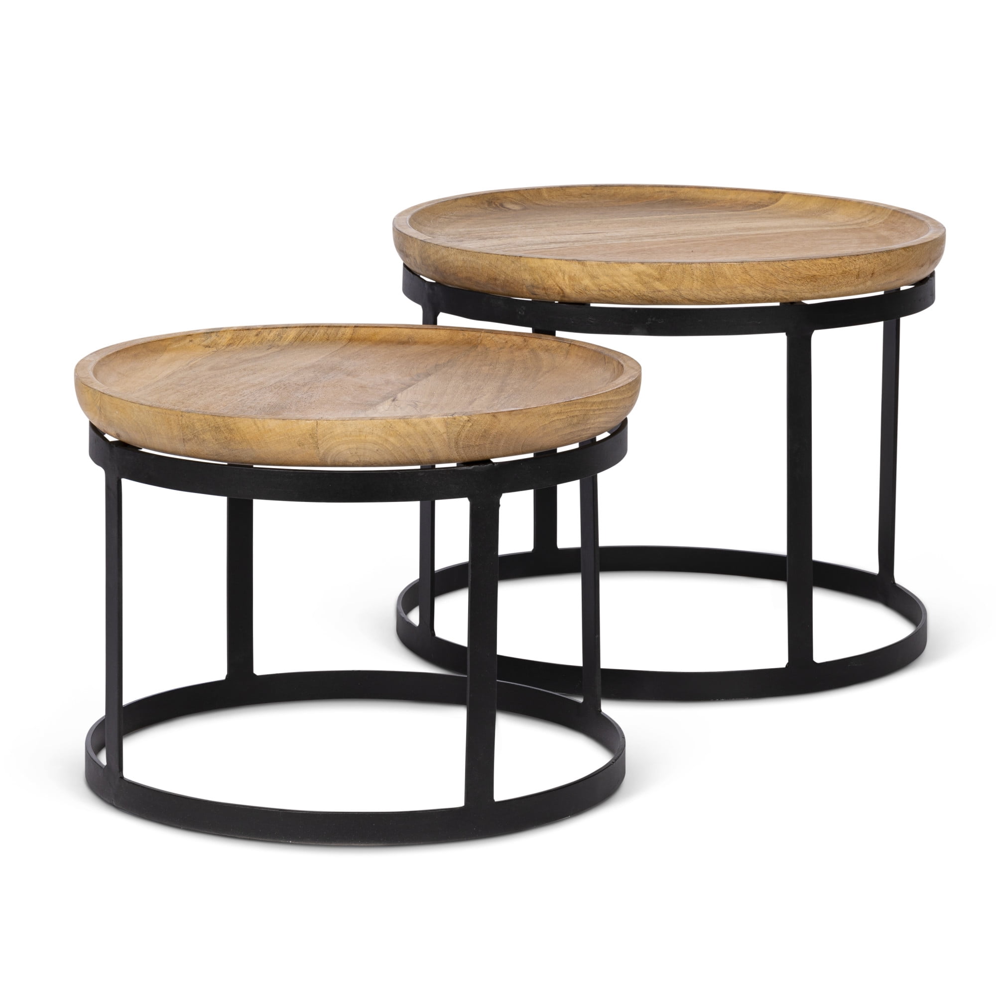 Gerson Set of 2 Mango Wood Round End Tables - Walmart.com