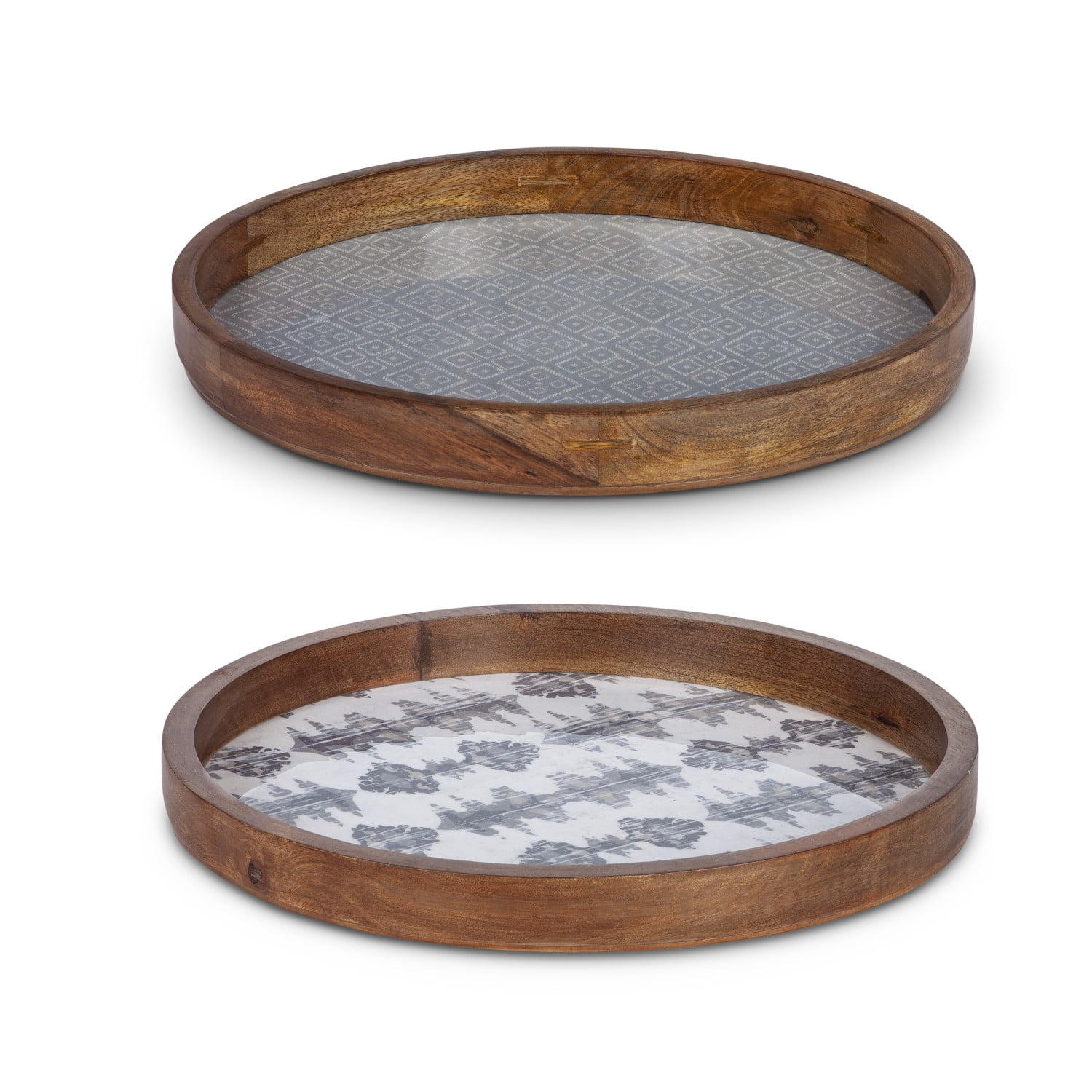 Free Shipping! Lone Elm Studios Set of 2 Round Enamel Coated Wooden ...