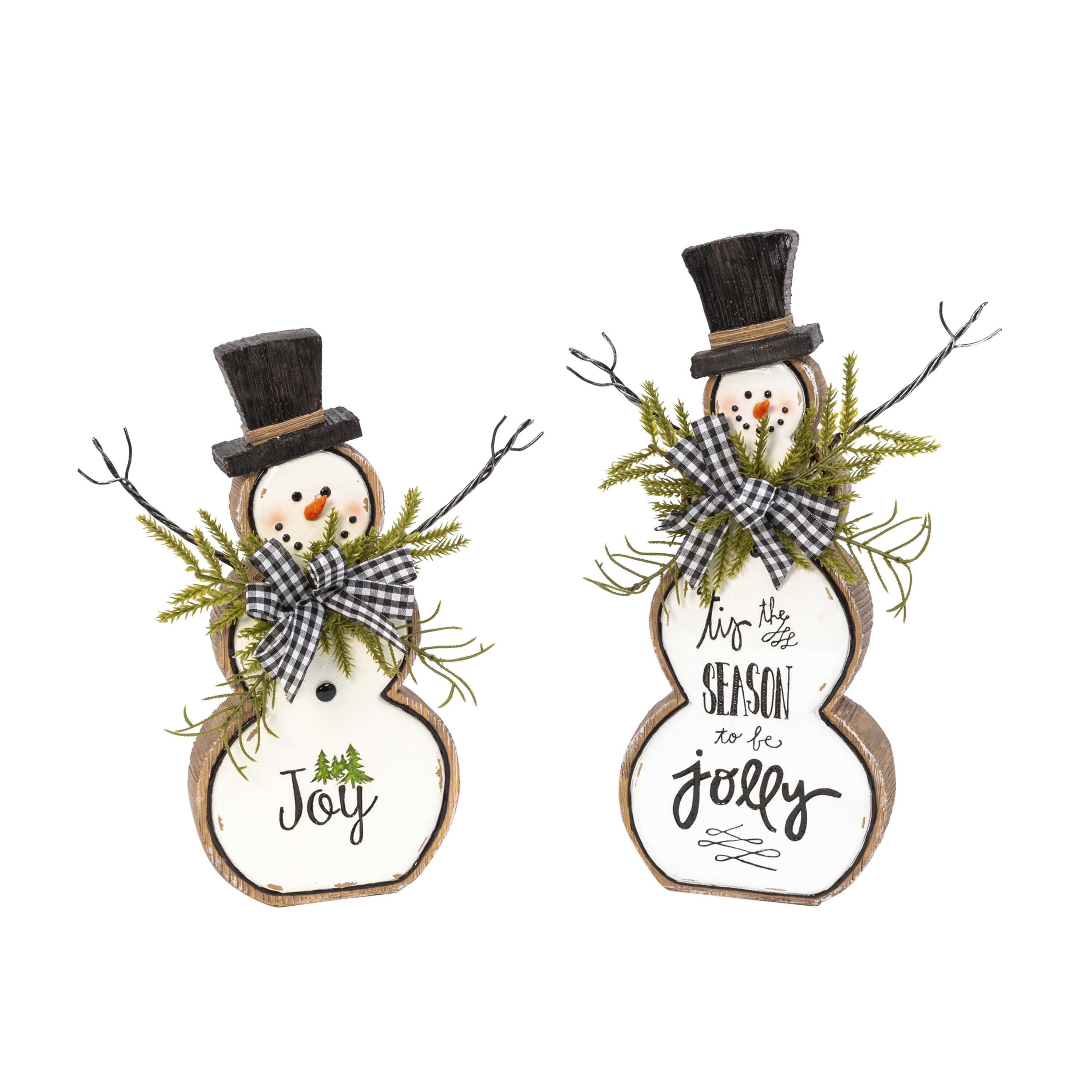 Rustic Resin Snowman Figurine Set of 2 - Walmart.com
