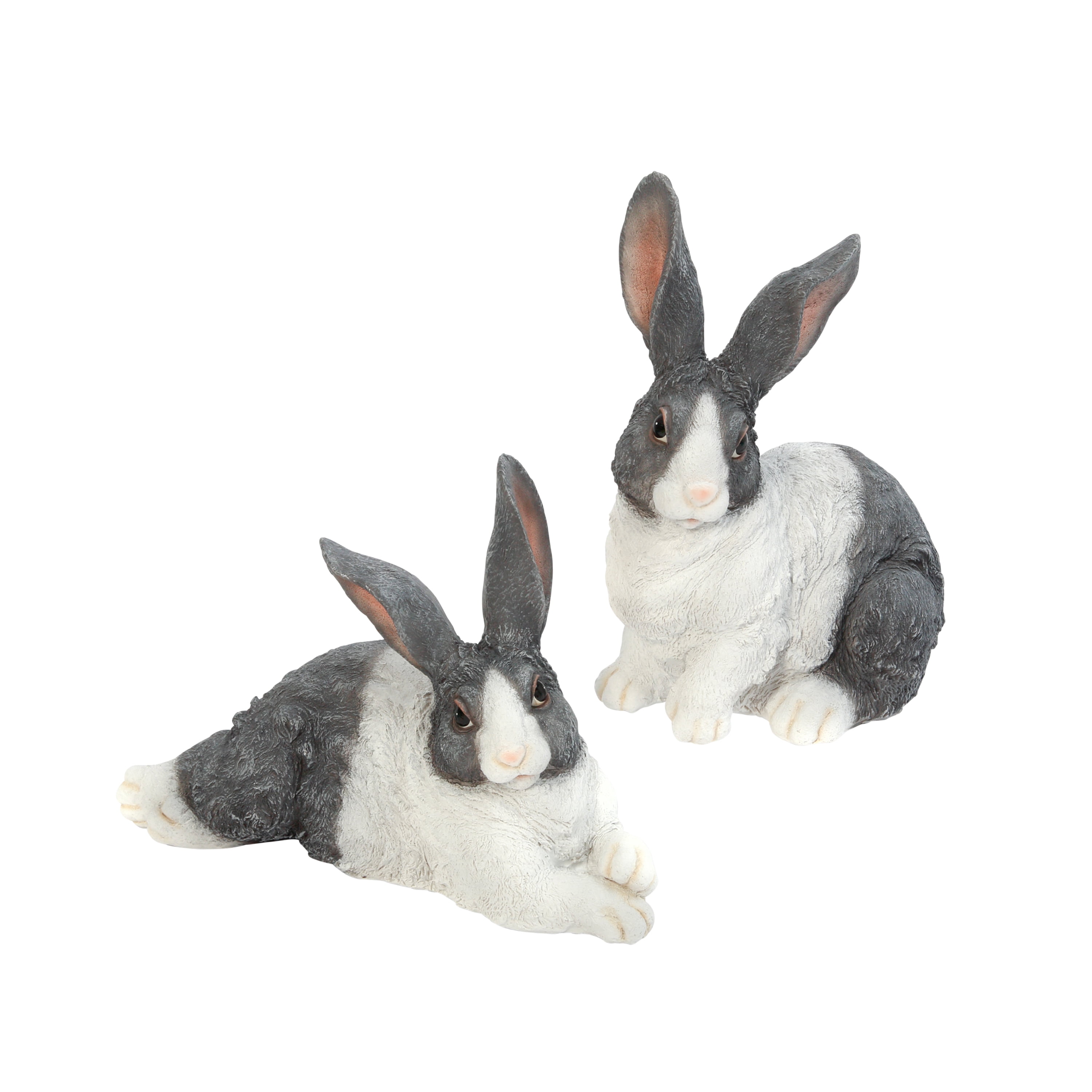 Gerson Set of 2 Resin Rabbit Figurines, white and gray - Walmart.com