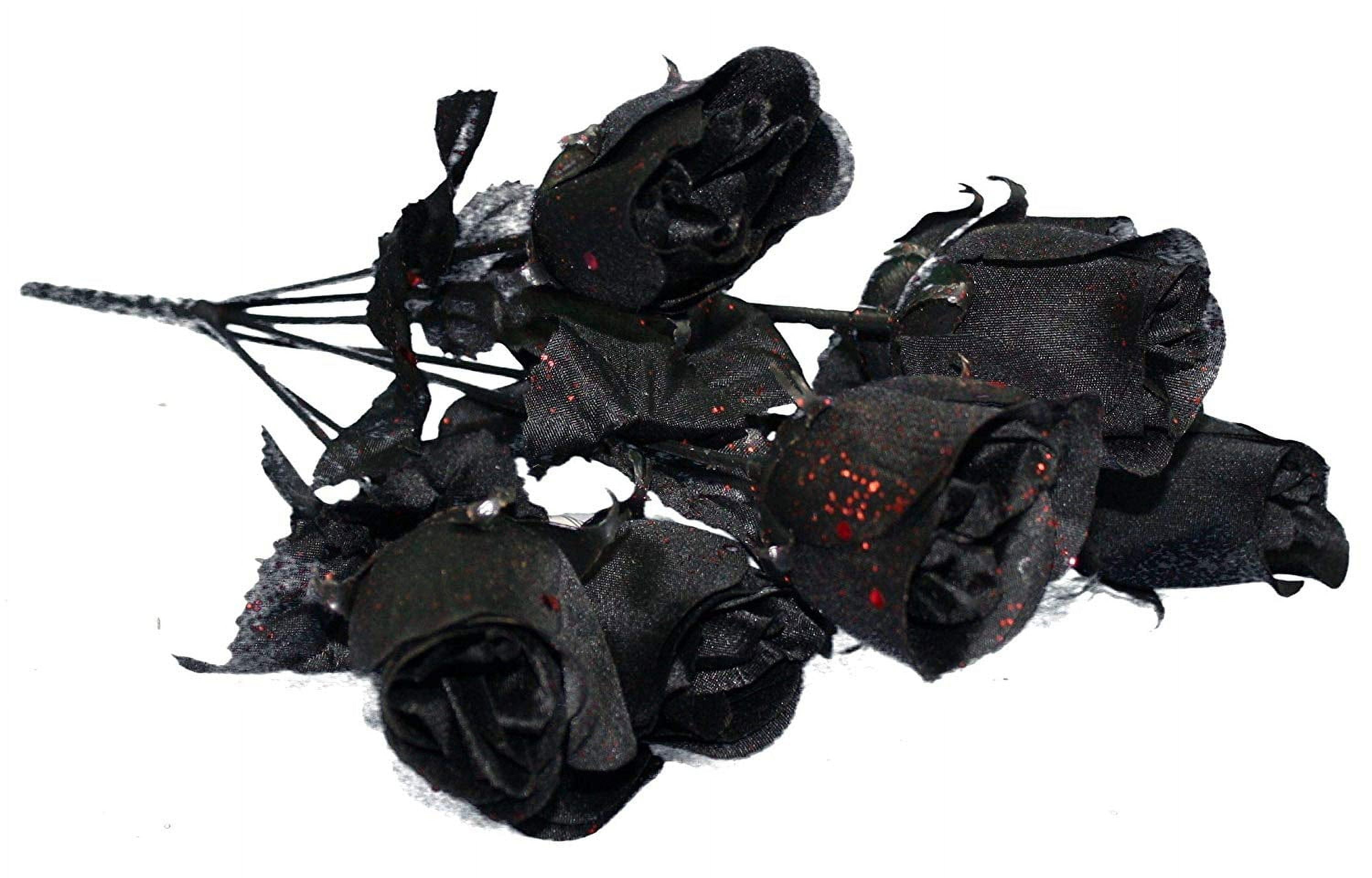 Gerson Valentine Decor - Red Glitter on Black Roses Bush - Walmart.com