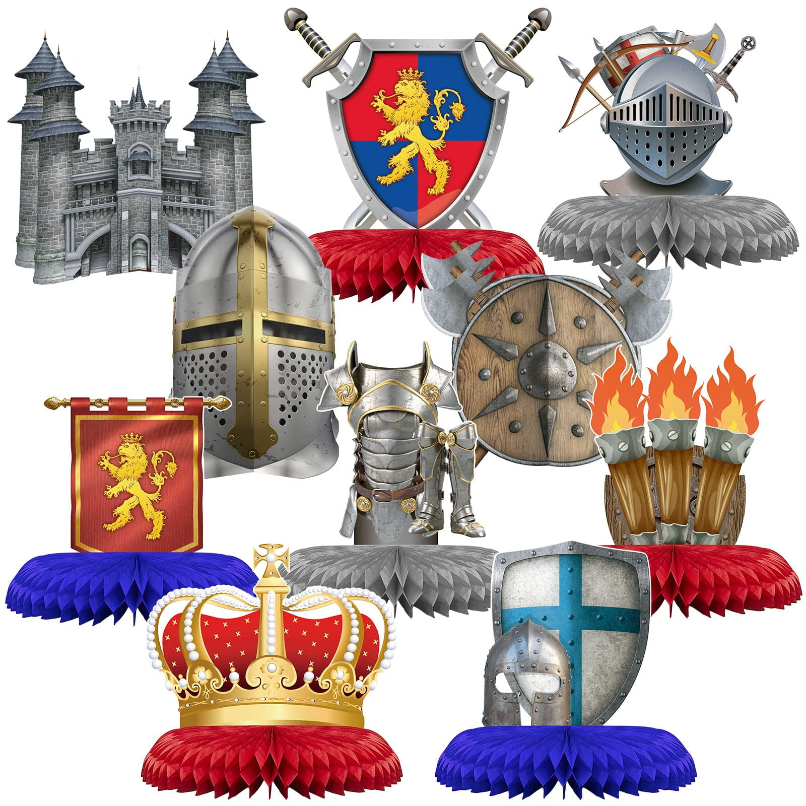 Gersoniel 10 Pcs Medieval Knight Birthday Party Decorations Castle ...
