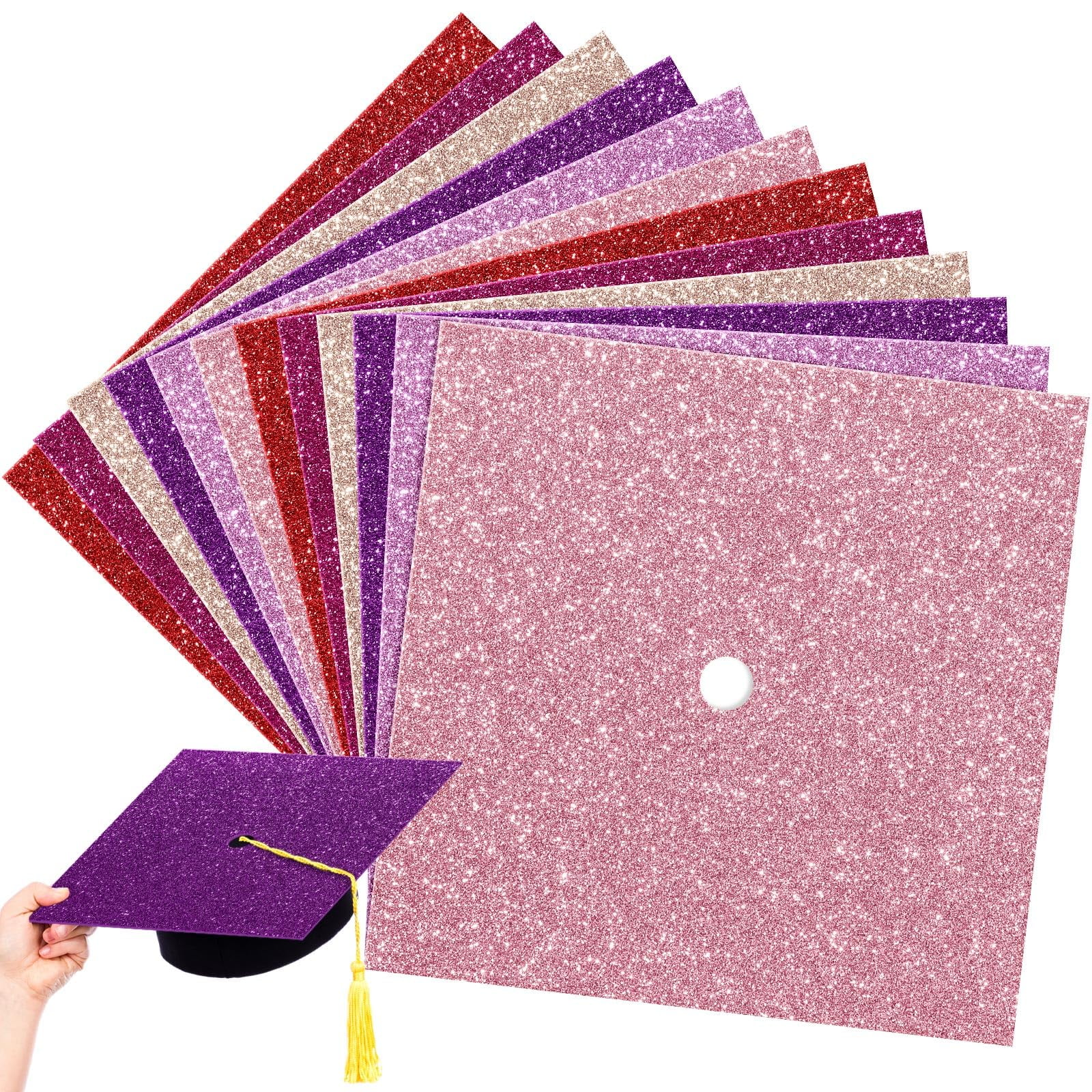 Gersoniel 12 Sheets Glitter MMF7 Construction Paper for Graduation Cap ...