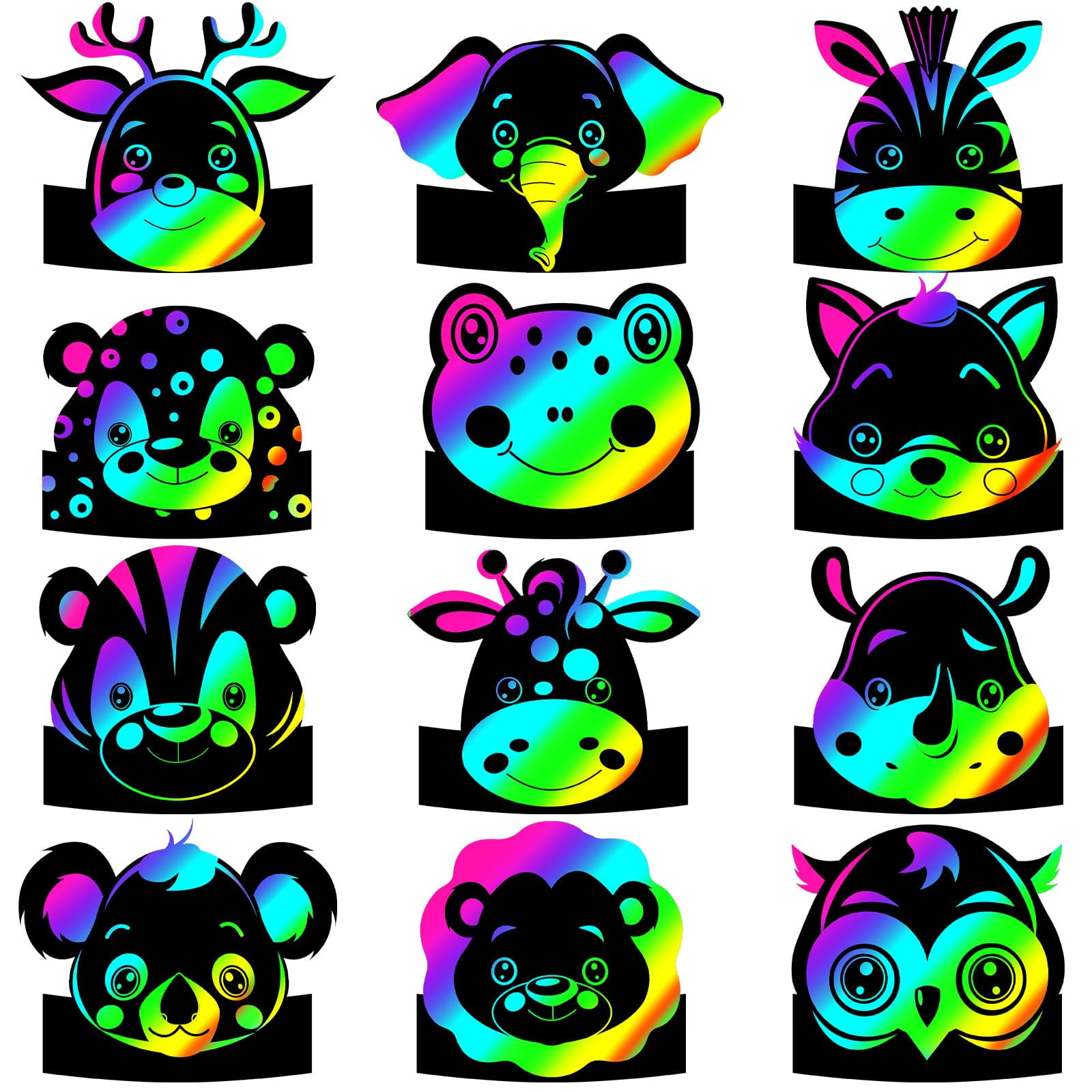 Gersoniel 24 Pcs Jungle Scratch Paper Hats Birthday Party Hats for Kids ...