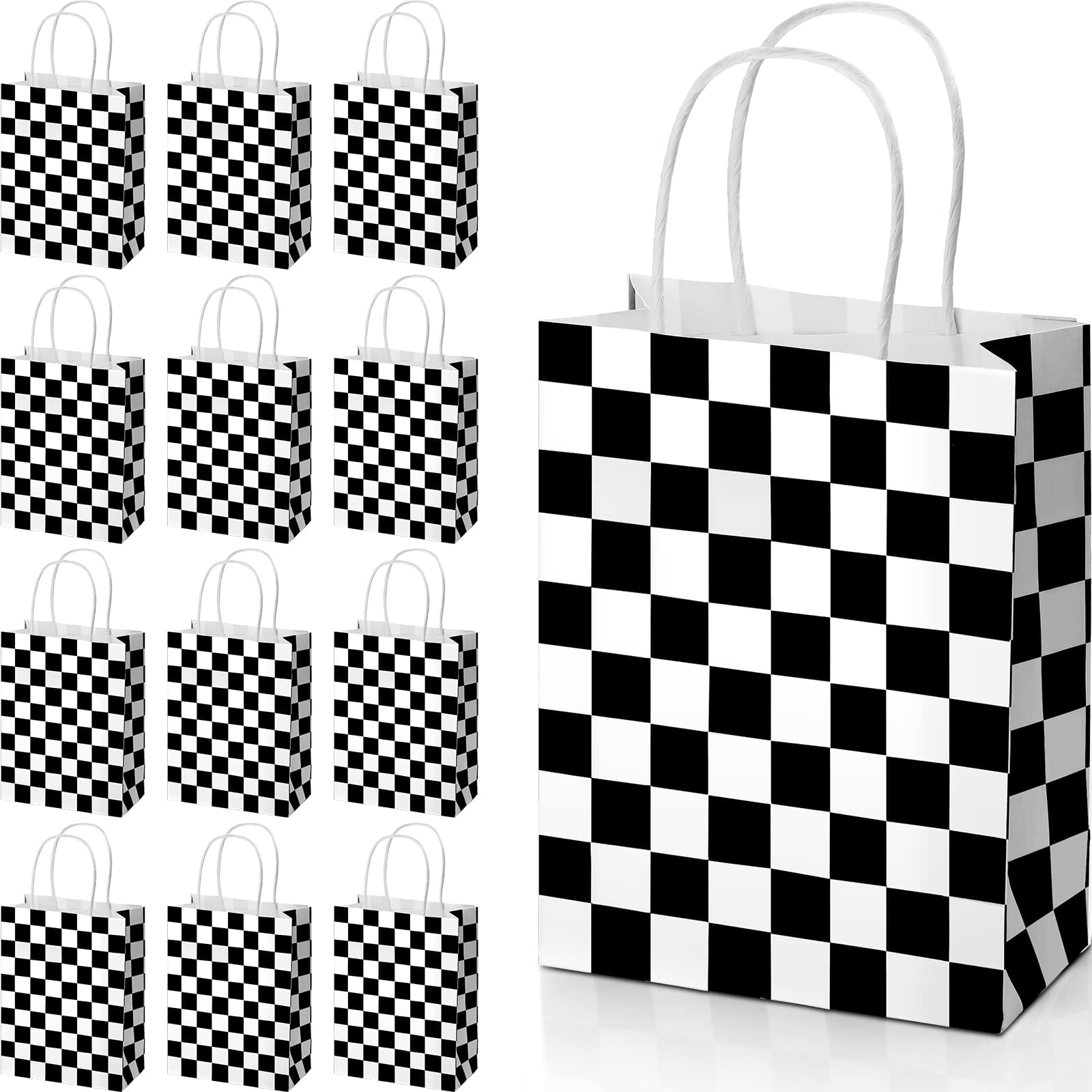Gersoniel 24 Pieces Checkered DEF29 Race Treat Bags Black Checkered ...