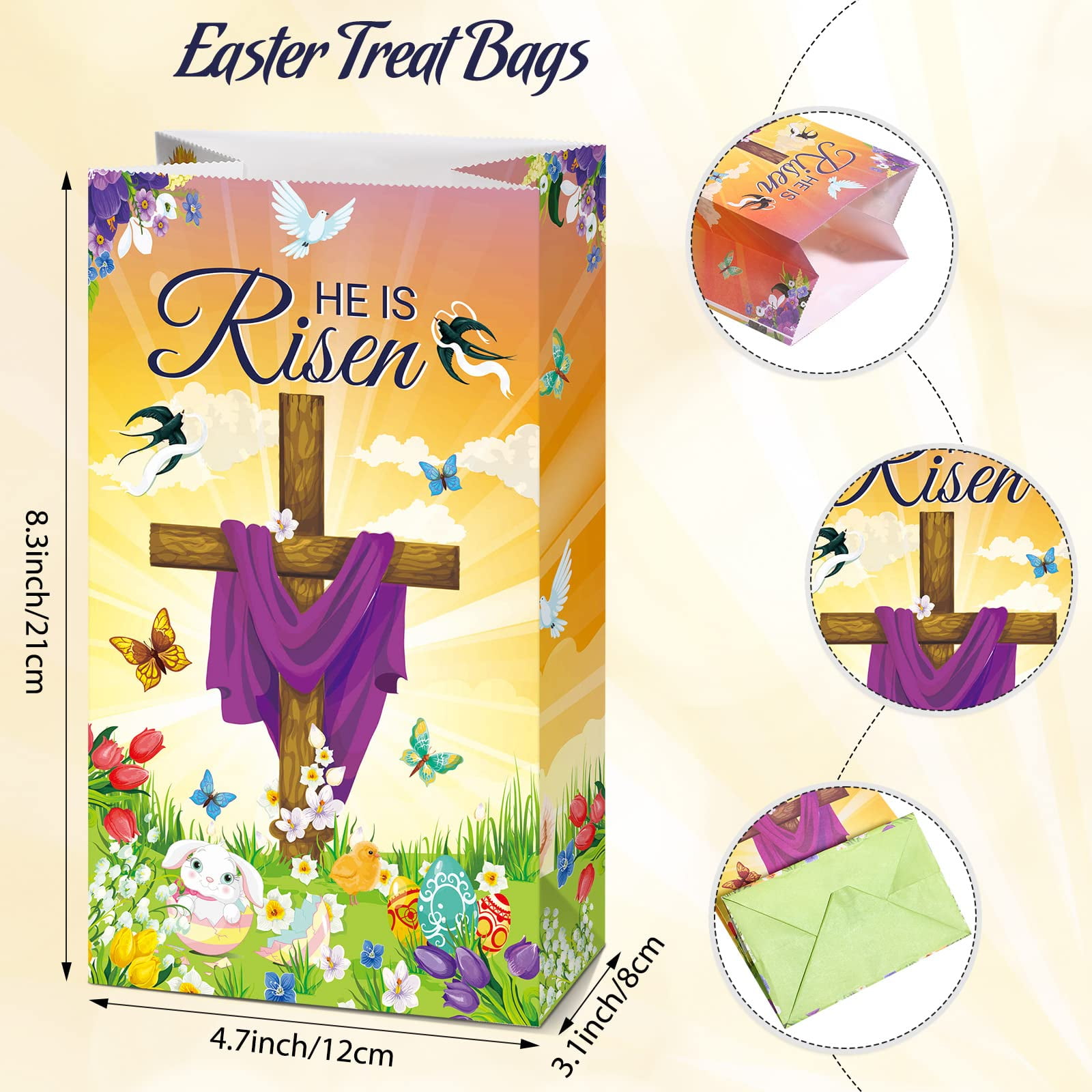 Gersoniel 28 Pack AJH3 Easter Treat Bags Religious He Is Risen ...