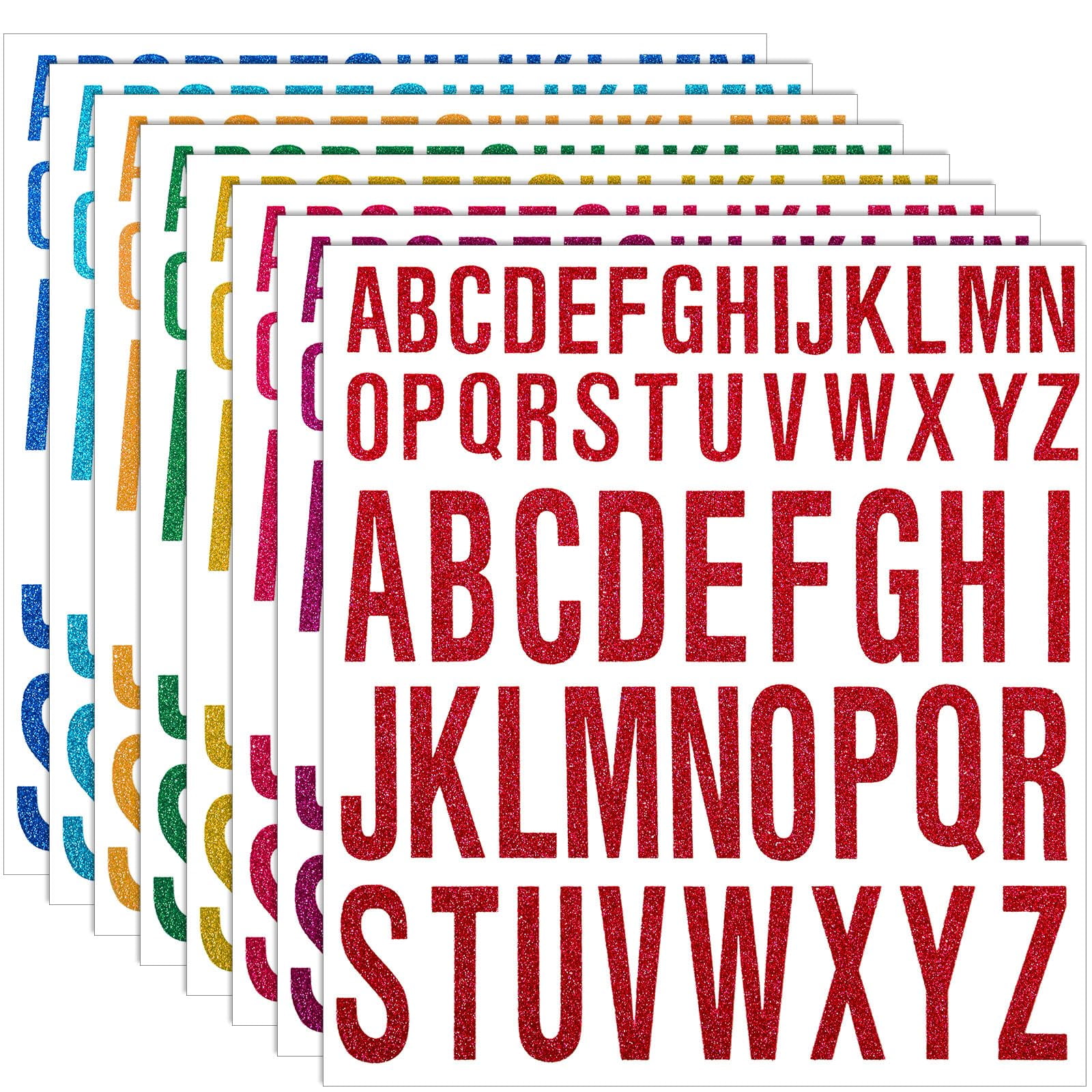 Gersoniel 8 Sheet Glitter Letter Stickers Self Adhesive Letters Stick ...