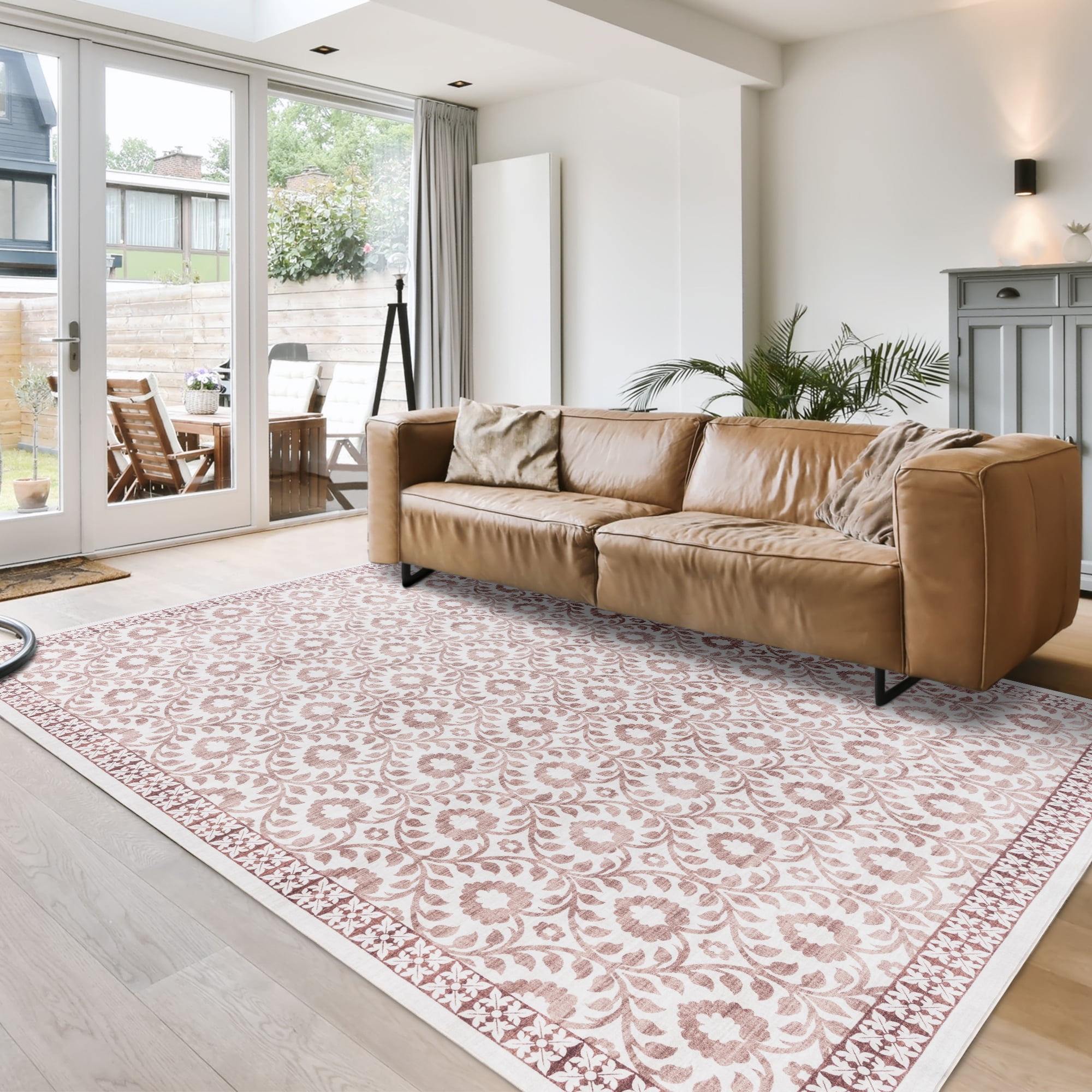 Crystal Print Esme Rustic Floral Ivory/Tan Area Rug, 5x7 - Walmart.com