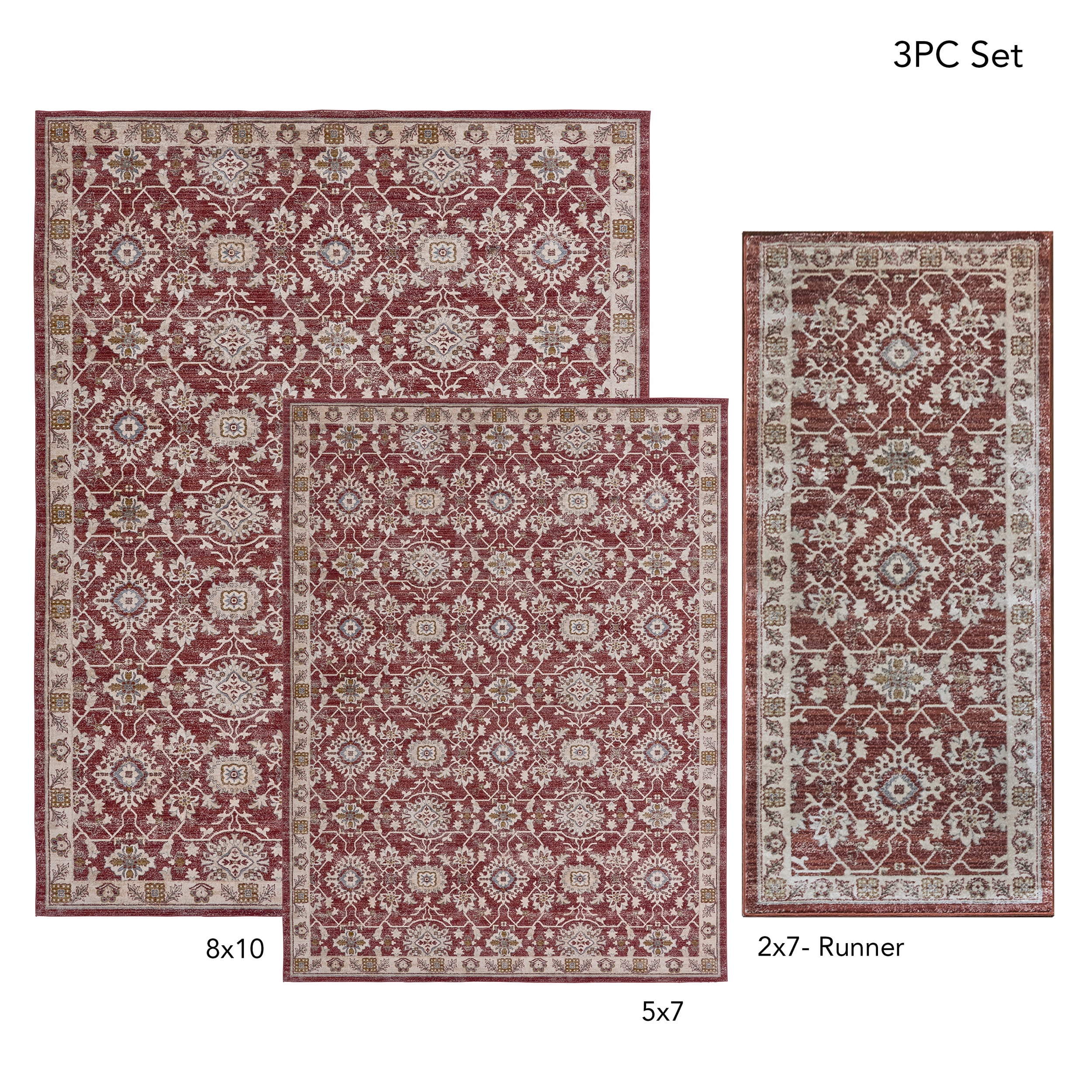 Gertmenian Hurston Southampton Terra Cotta Red Traditional Floral 3PC ...