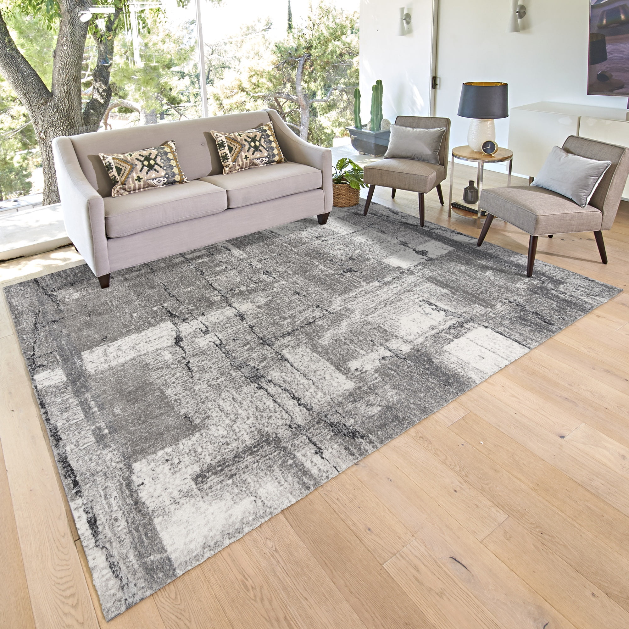 Gertmenian Imani Aria Shag Abstract Grey Indoor Area Rug, 5FTx8FT ...
