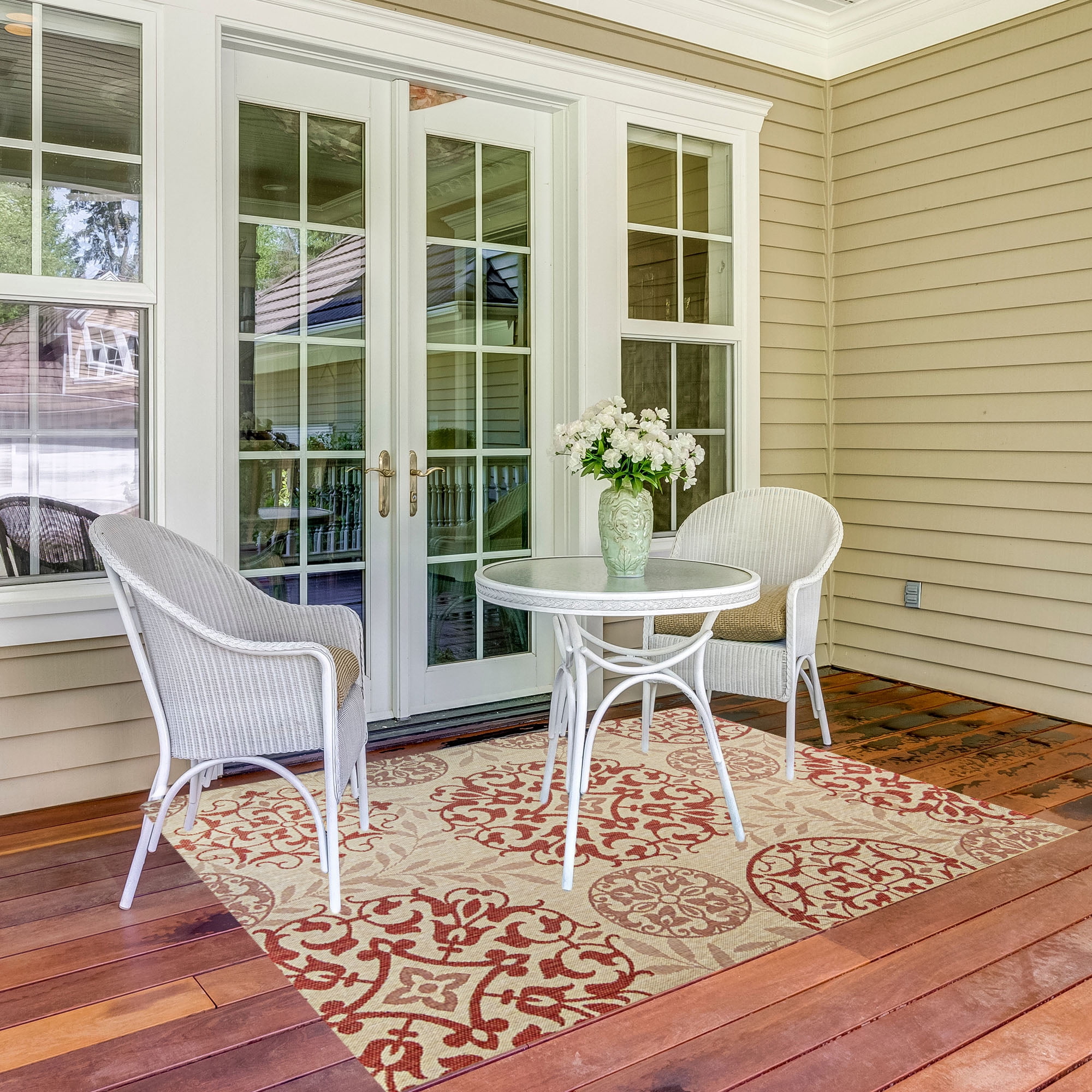 Gertmenian Paseo Emilia Transitional Damask Red Indoor/Outdoor Area Rug ...