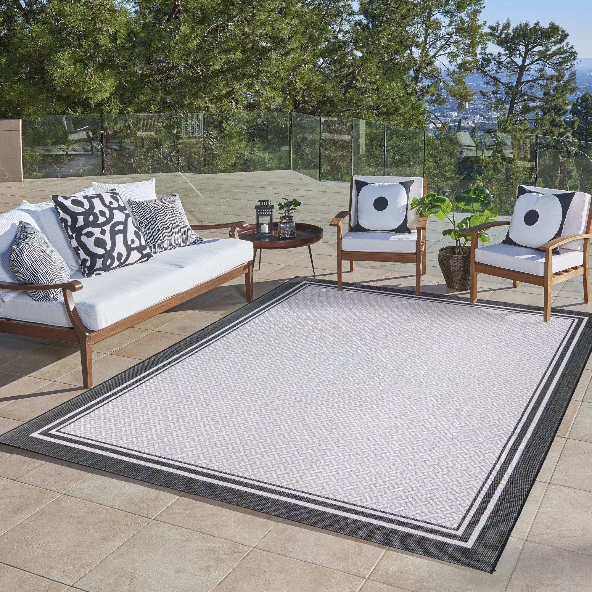 Gertmenian Paseo Soroa Modern Border White Black Outdoor Indoor Area ...