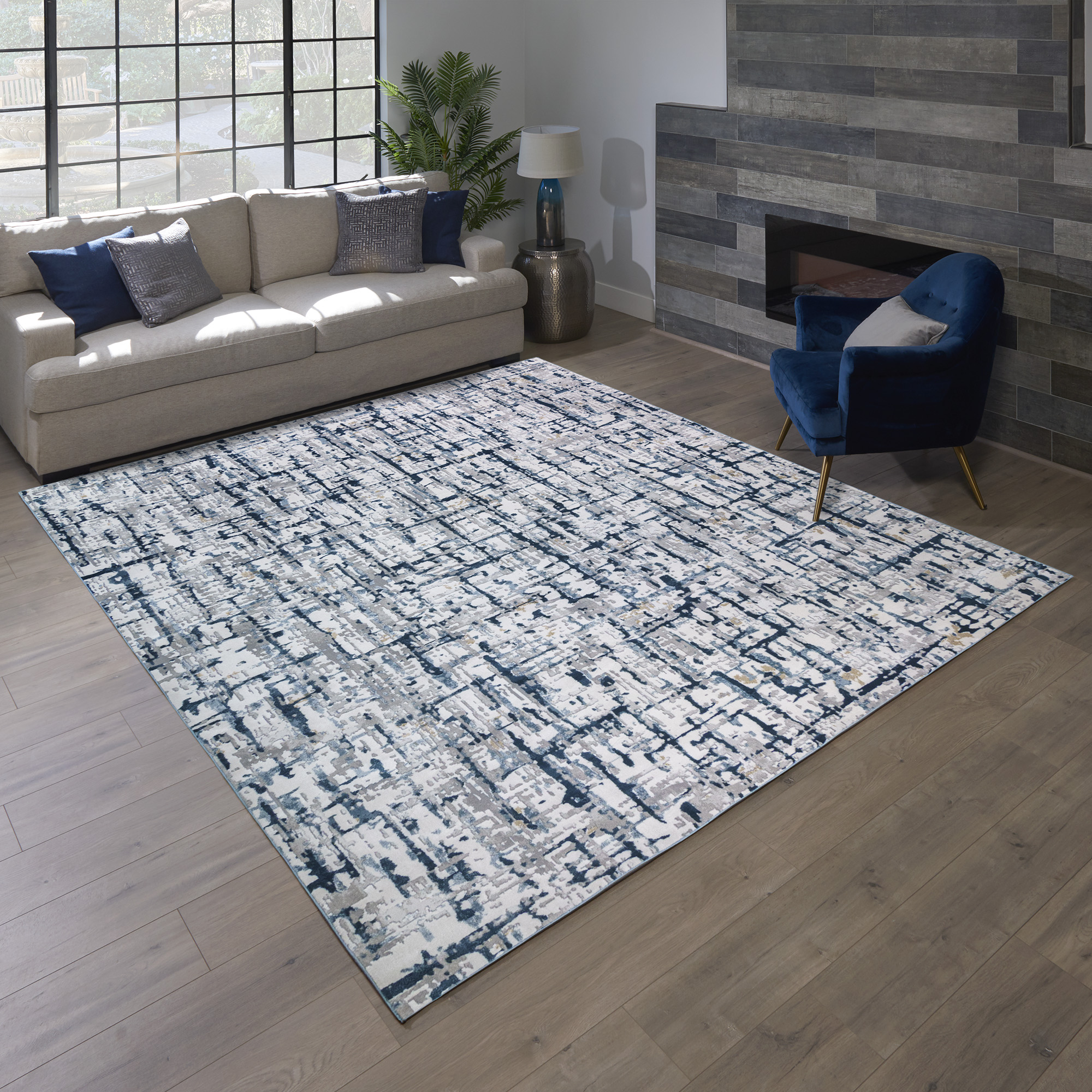 Unique Loom Geometric Modern Area Rugs, Blue - Walmart.com