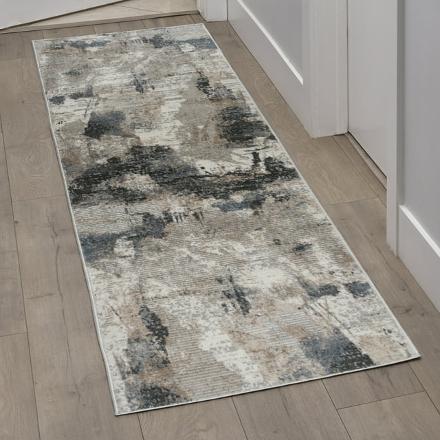 Gertmenian Quattro Paola Modern Abstract Ivory/Taupe/Gray Area Rug, 2x8 ...