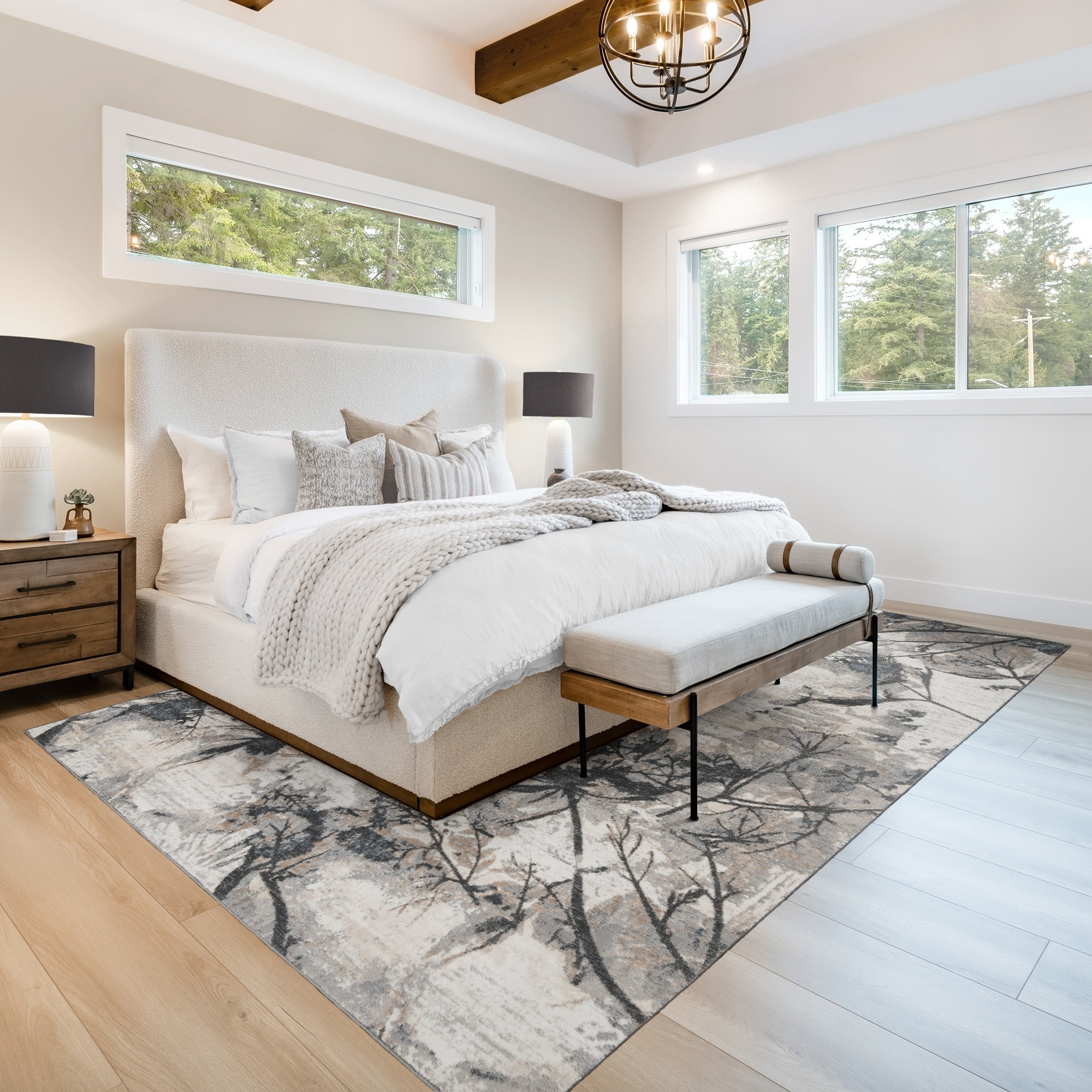 Gertmenian Quattro Scalia Gray Modern Abstract Area Rug 6'6"x9' - Grey ...