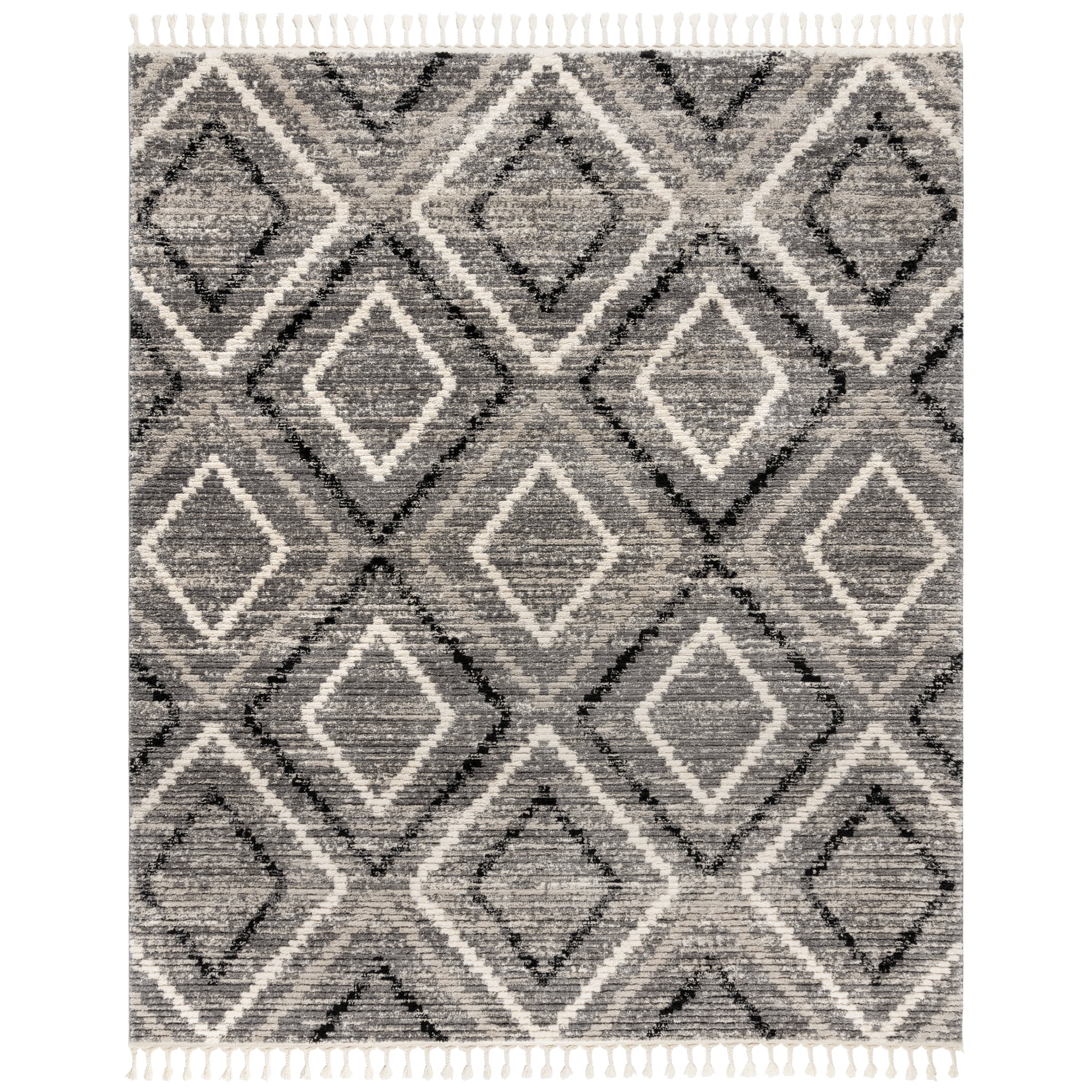 Gertmenian Rafe Hurley Modern Diamond Tile Black/Gray/Ivory Plush ...