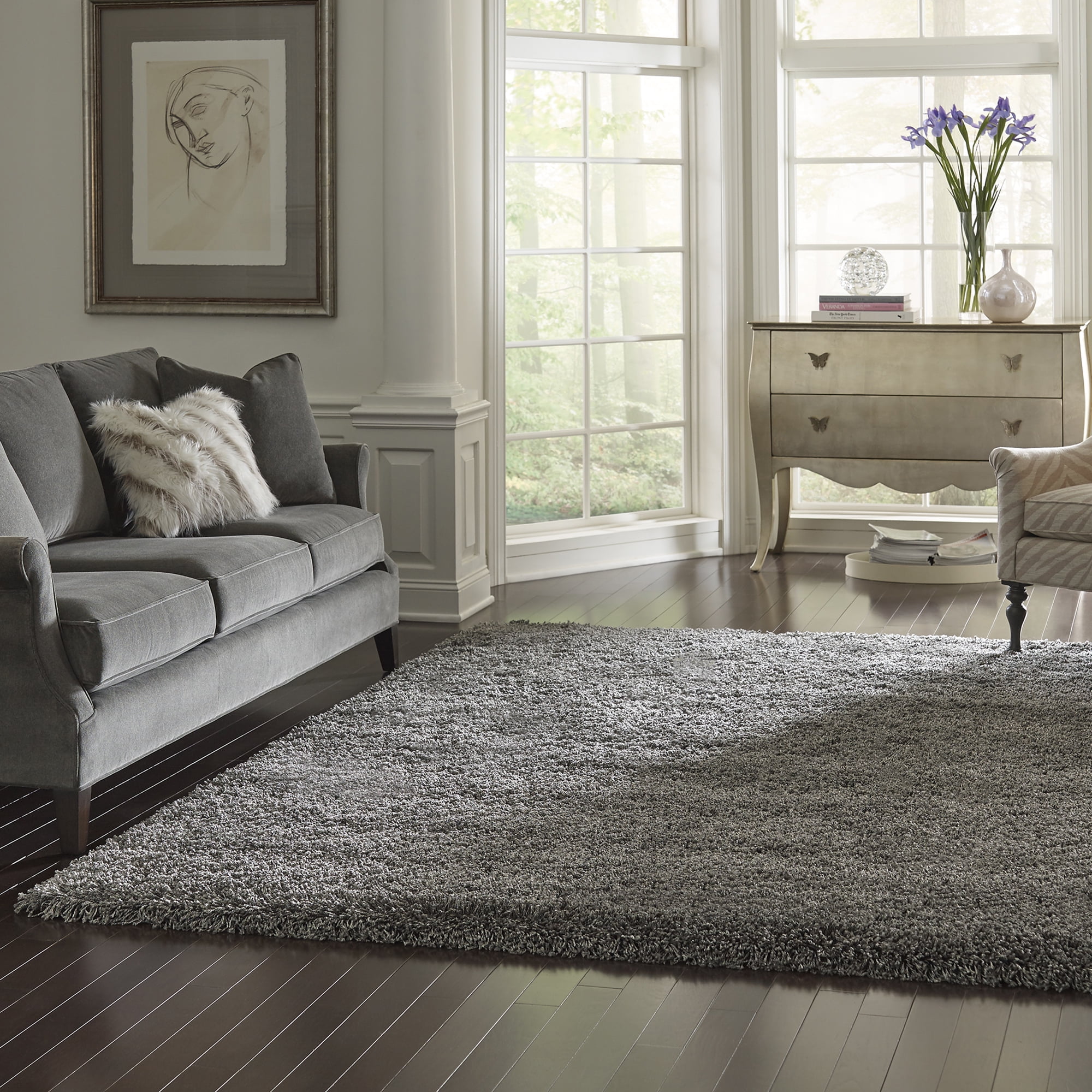 Gertmenian Ultimate Shag Solid Color Charcoal Indoor Area Rug, 5x8 ...